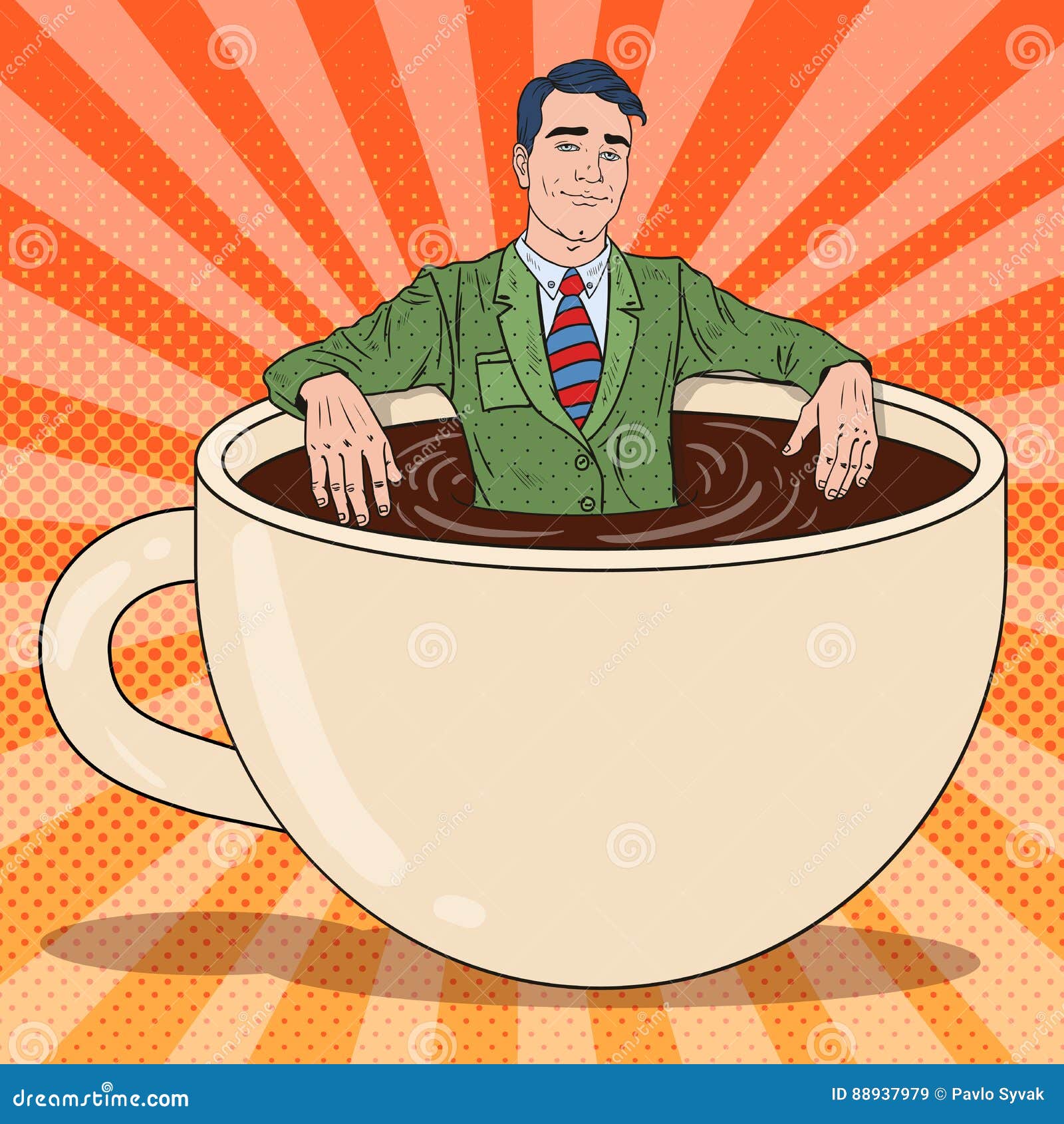 Pop Art Businessman Relaxing in Coffee Cup Stock Vector - Illustration ... Pop Art Businessman Relaxing in Coffee Cup Stock Vector - Illustration ...