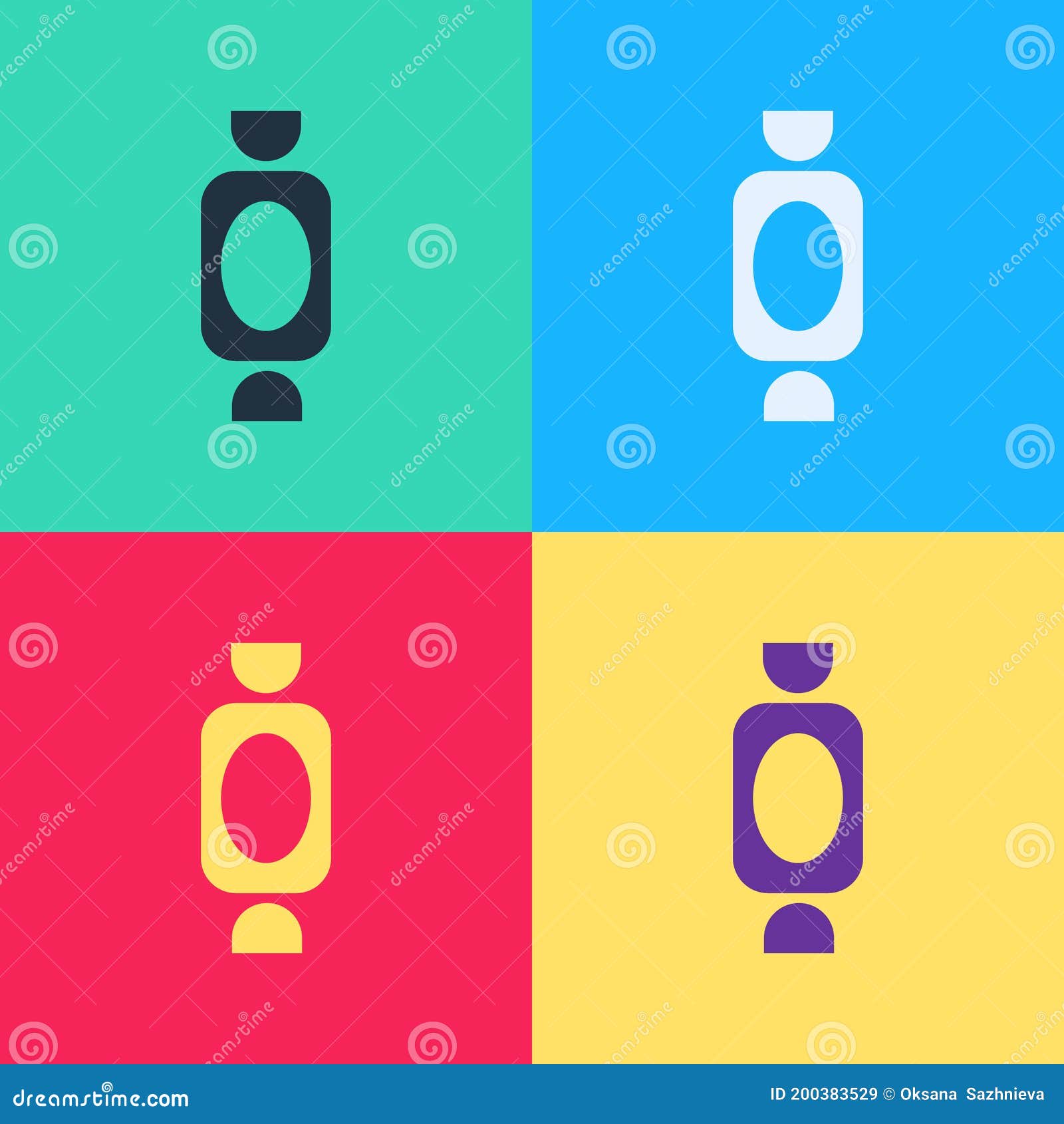 Pop Art Candy Icon Isolated on Color Background. Vector Stock ...