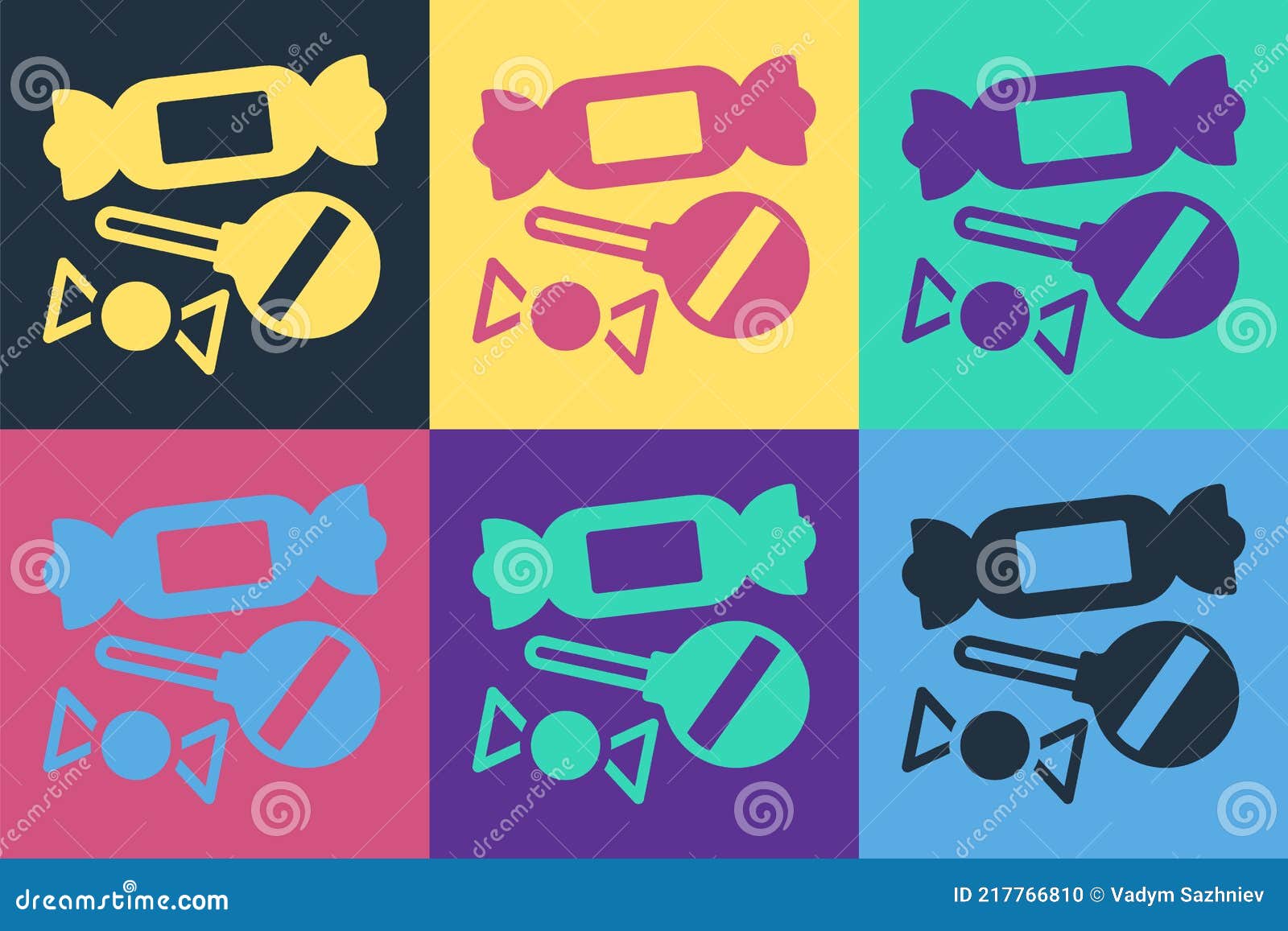 Pop Art Candy Icon Isolated on Color Background. Vector Stock Vector ...