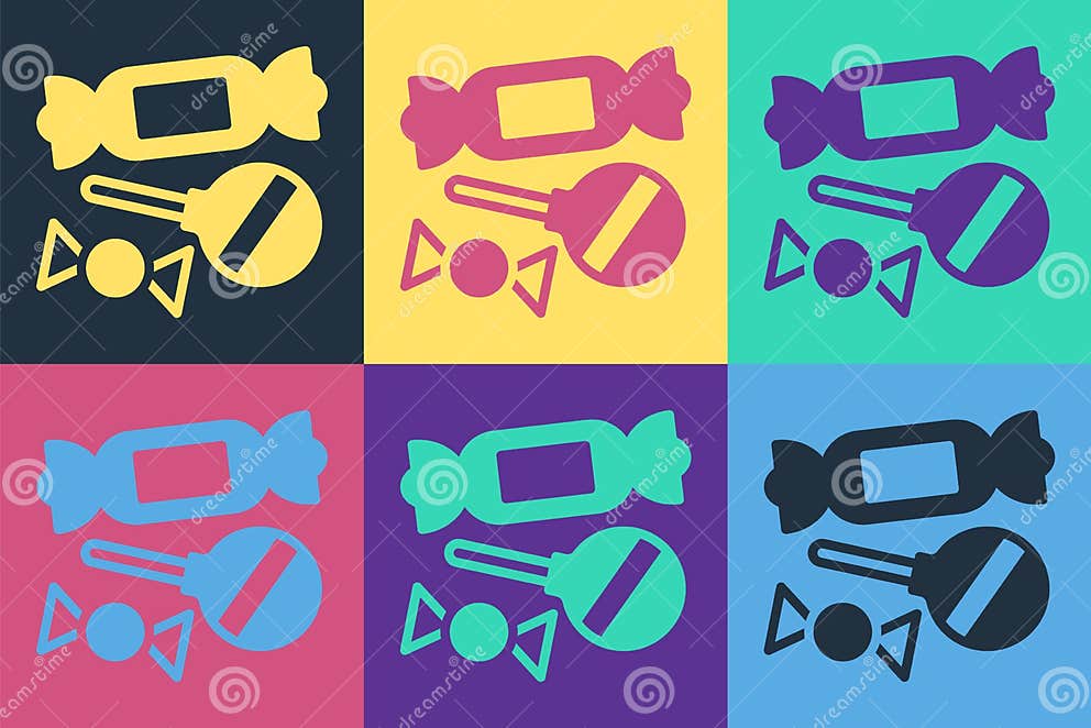 Pop Art Candy Icon Isolated on Color Background. Vector Stock Vector ...