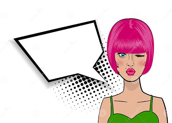 Pop Art Cartoon Comic Woman Stock Vector Illustration Of Announcement