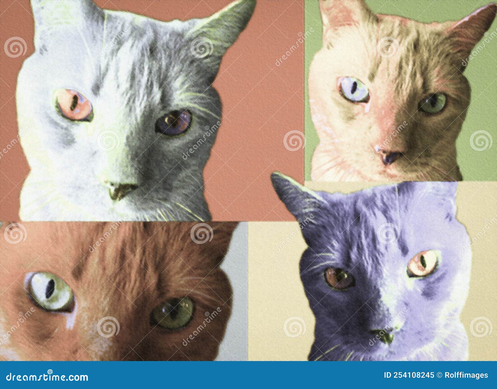 Pop - art cats stock image. Image of artwork, adorable - 254108245