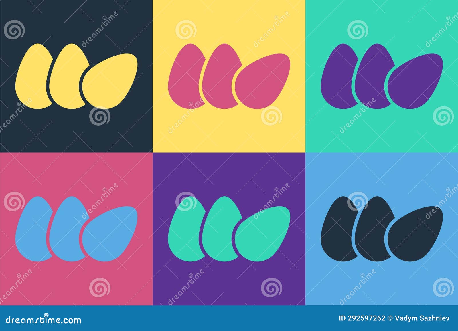 Pop Art Chicken Egg Icon Isolated on Color Background. Vector Stock ...