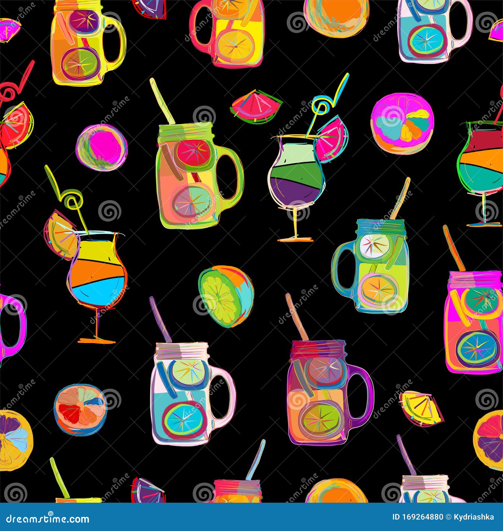 Pop Art Citrus Party, Seamless Background Design. Stock Vector ...