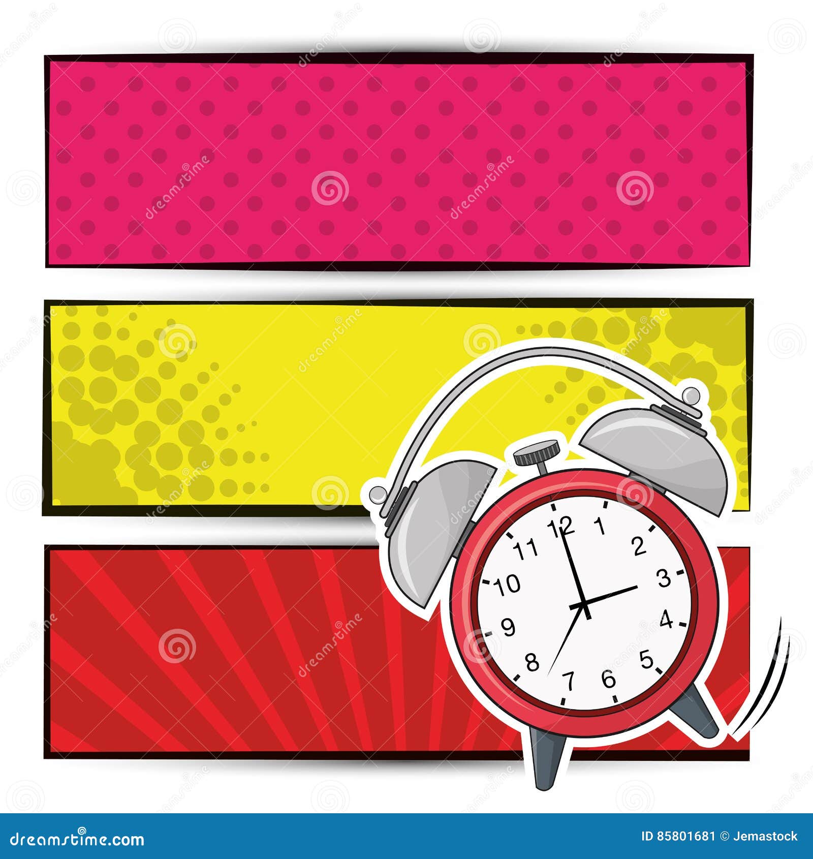 Pop Art Clock Ring Banner Design Stock Vector - Illustration of comic ...