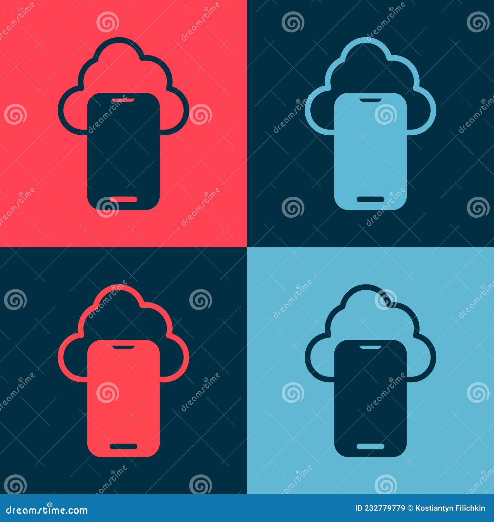 Pop Art Cloud Technology Data Transfer and Storage Icon Isolated on ...