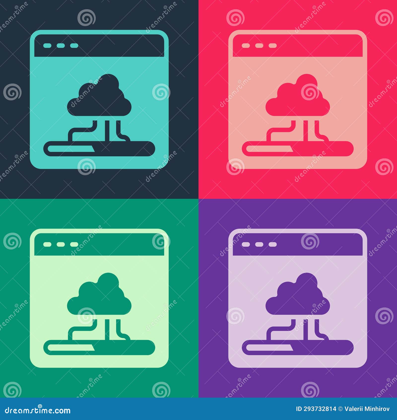 Pop Art Cloud Technology Data Transfer and Storage Icon Isolated on Color Background. Vector ...