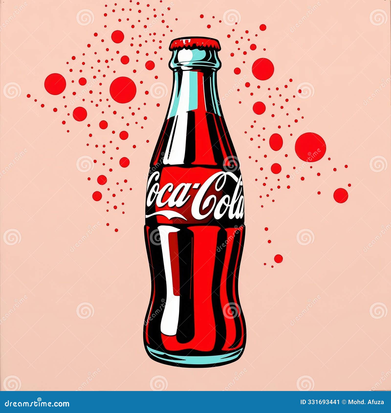 Pop Art Coca-Cola Bottle with Bubbles on a Pastel Background Editorial ...