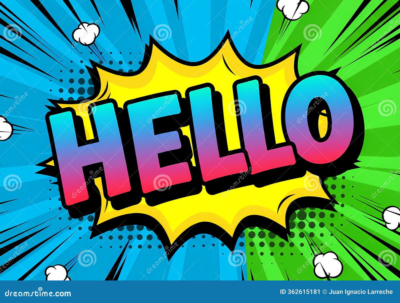 Pop Art Colorful Comic Book Style Word on Abstract Background. Vector ...