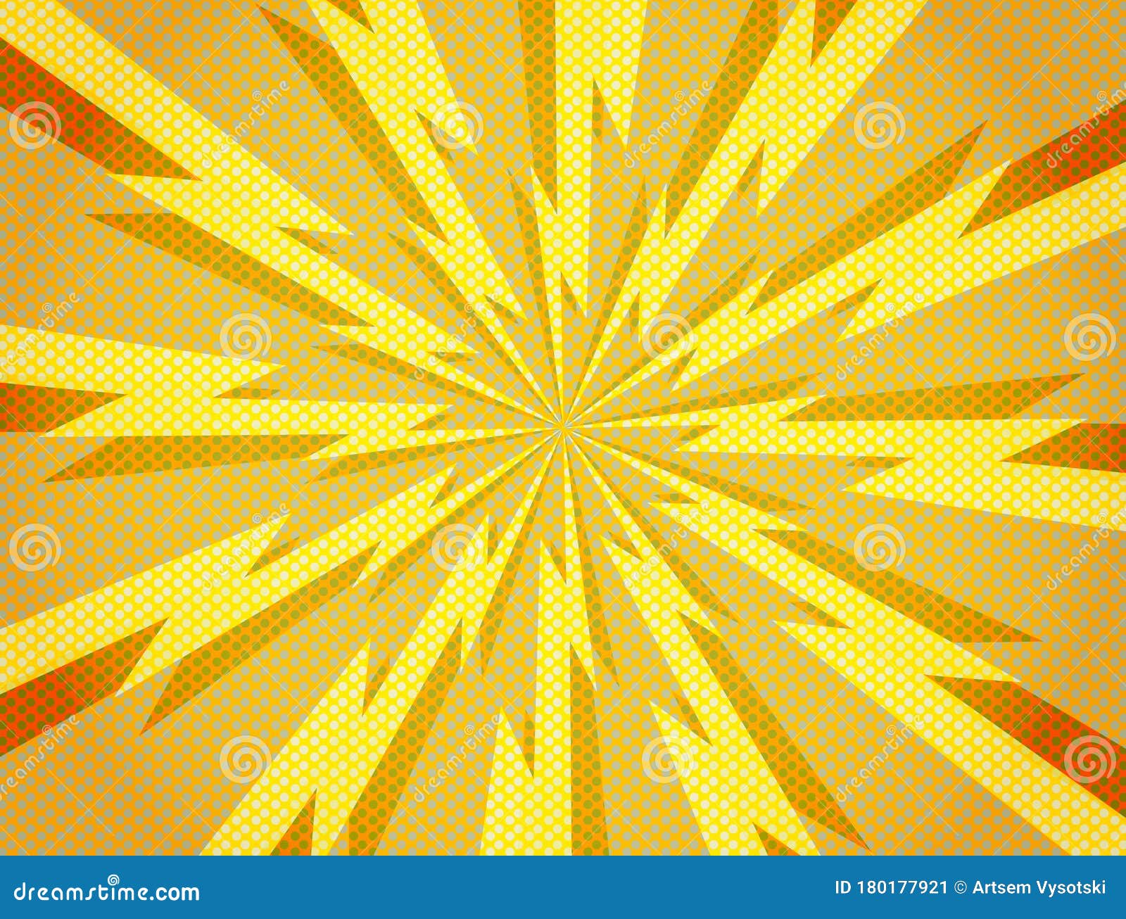 Pop Art Comic Background Lightning Blast Halftone Dots. Cartoon Vector ...