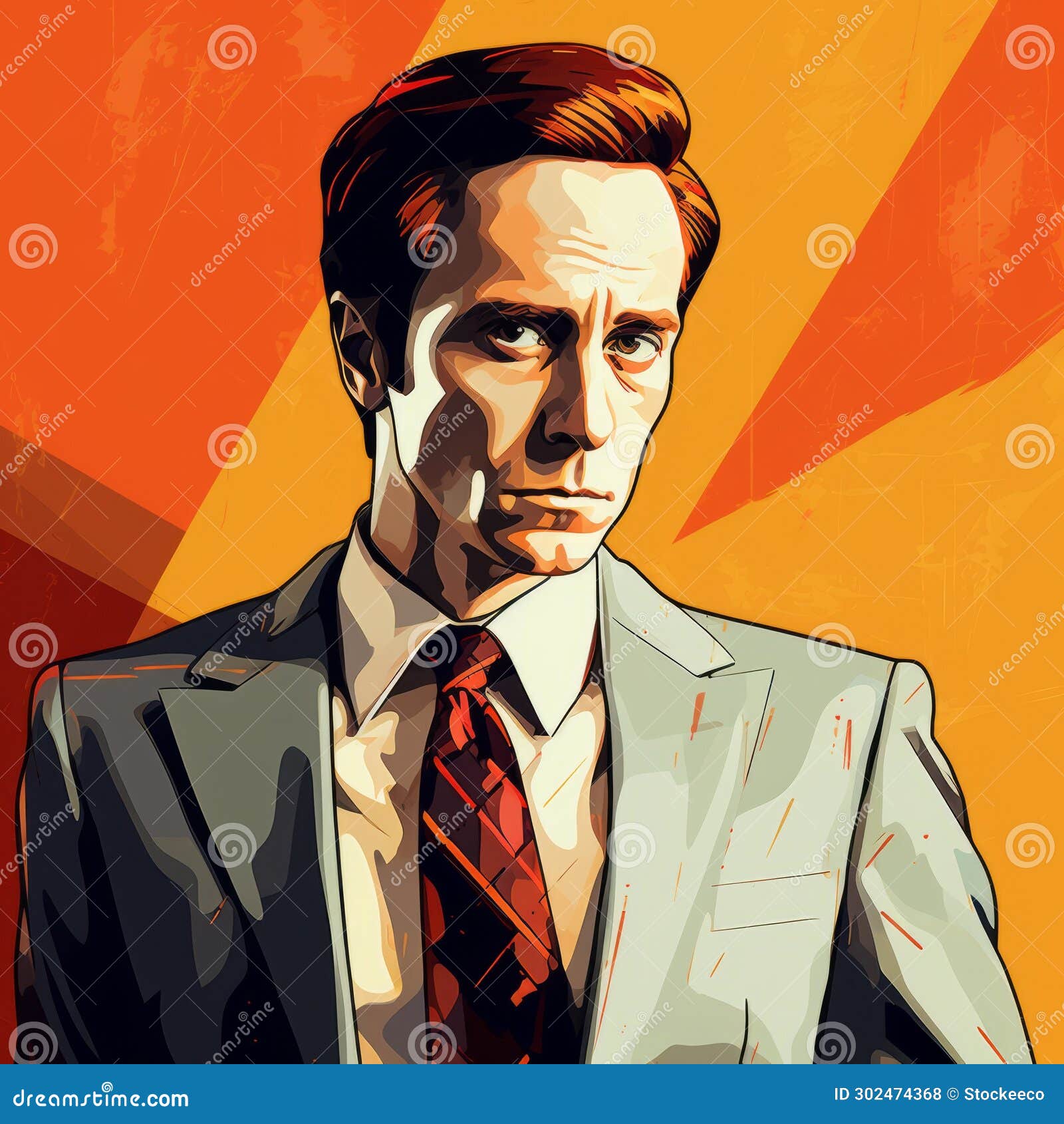 Pop Art Comic Book Style Painting of a Man in a Suit Stock Illustration ...