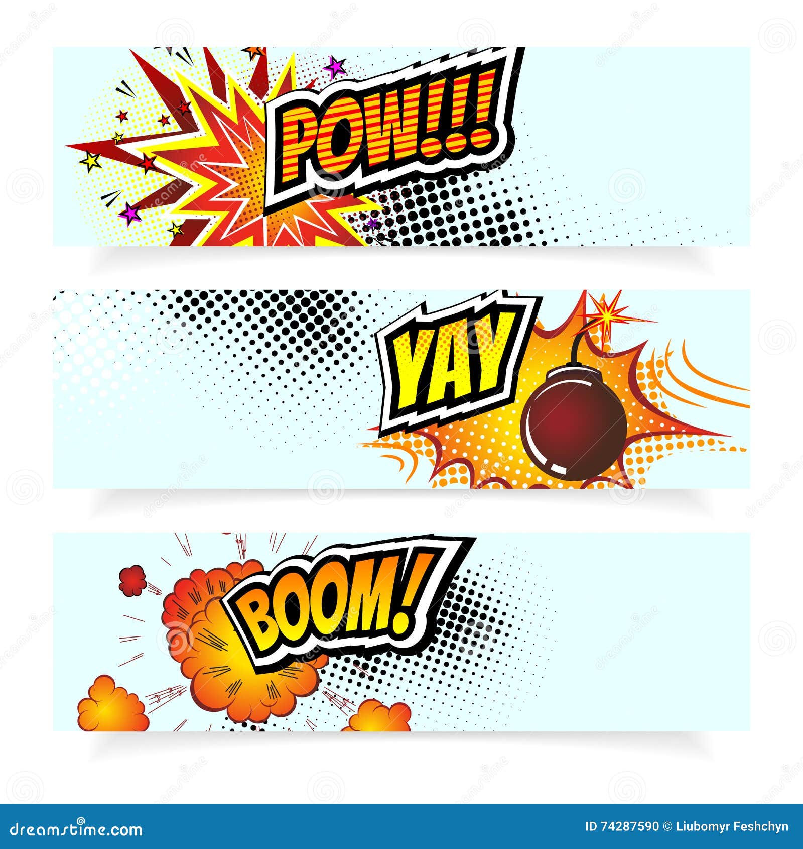 Pop Art Comic Book Vector Illustration. Design Elements. Explosion Bomb ...