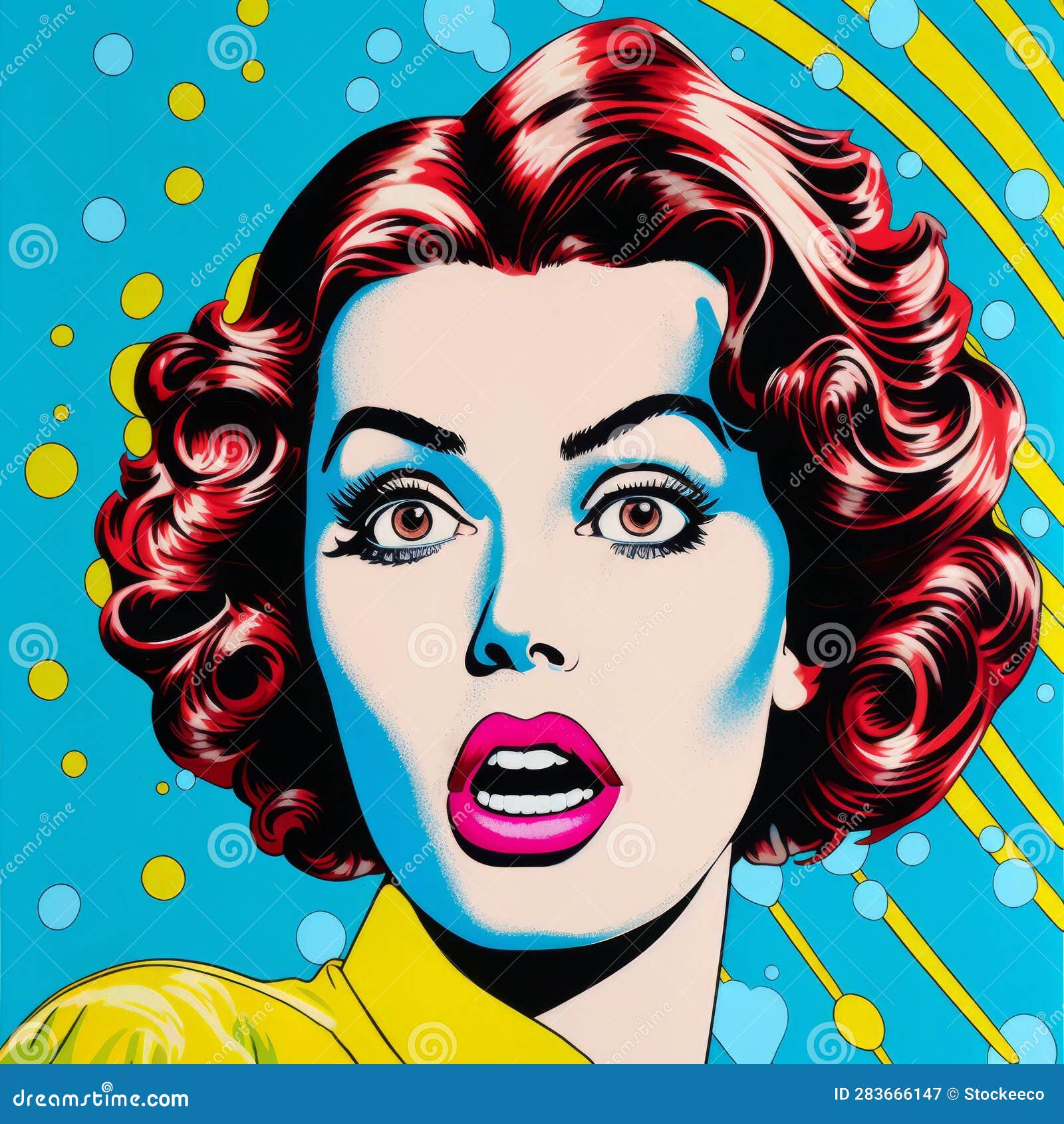 Pop Art Comic: Hyper-realistic Water and Exaggerated Expressions Stock ...