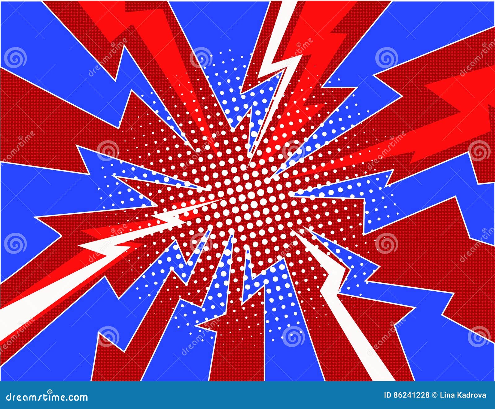 Red Lightning Explosion Pop Art Comic Style Background Cartoon Vector ...