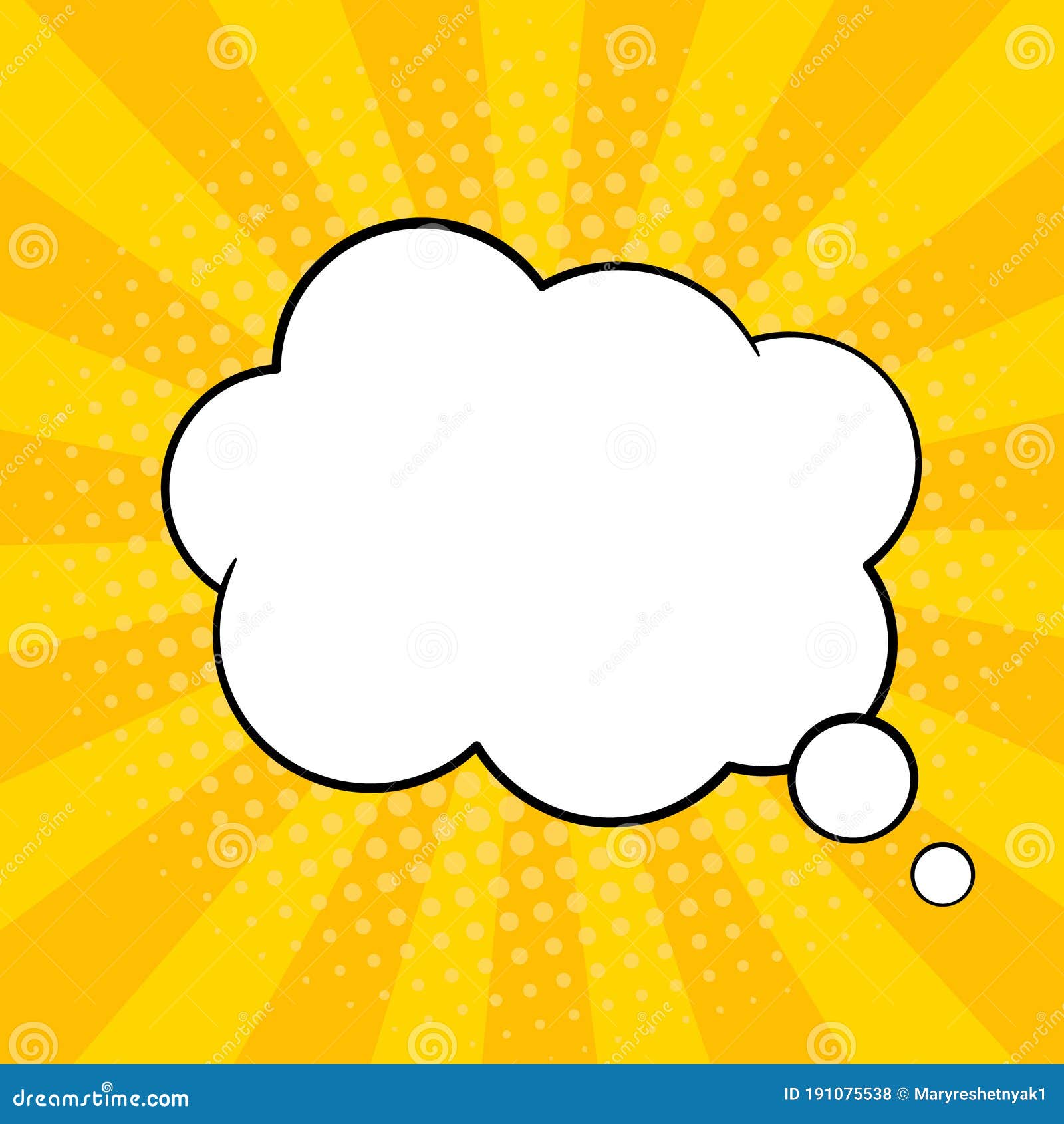 Pop Art Comic Speech Bubble. Vector Yellow Retro Sunshine Background ...