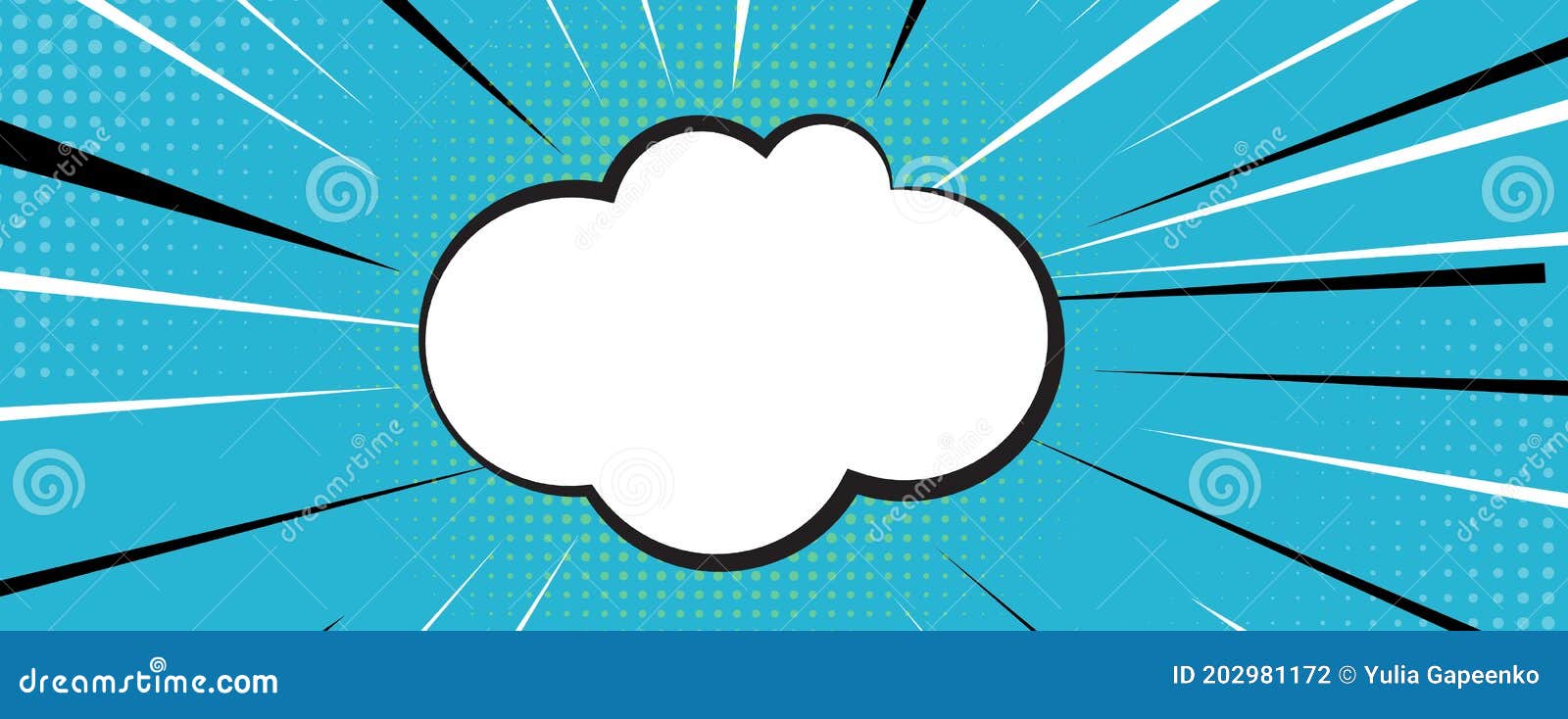 Pop Art Comic Zoom Background With Lines, Glow And Speech Bubble ...