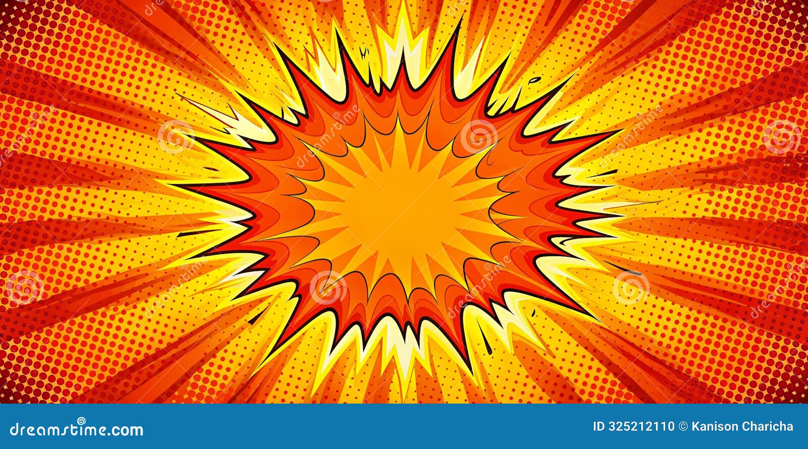Pop Art Comics Fire Flame Explosion Boom Effect Horizontal Wallpaper ...