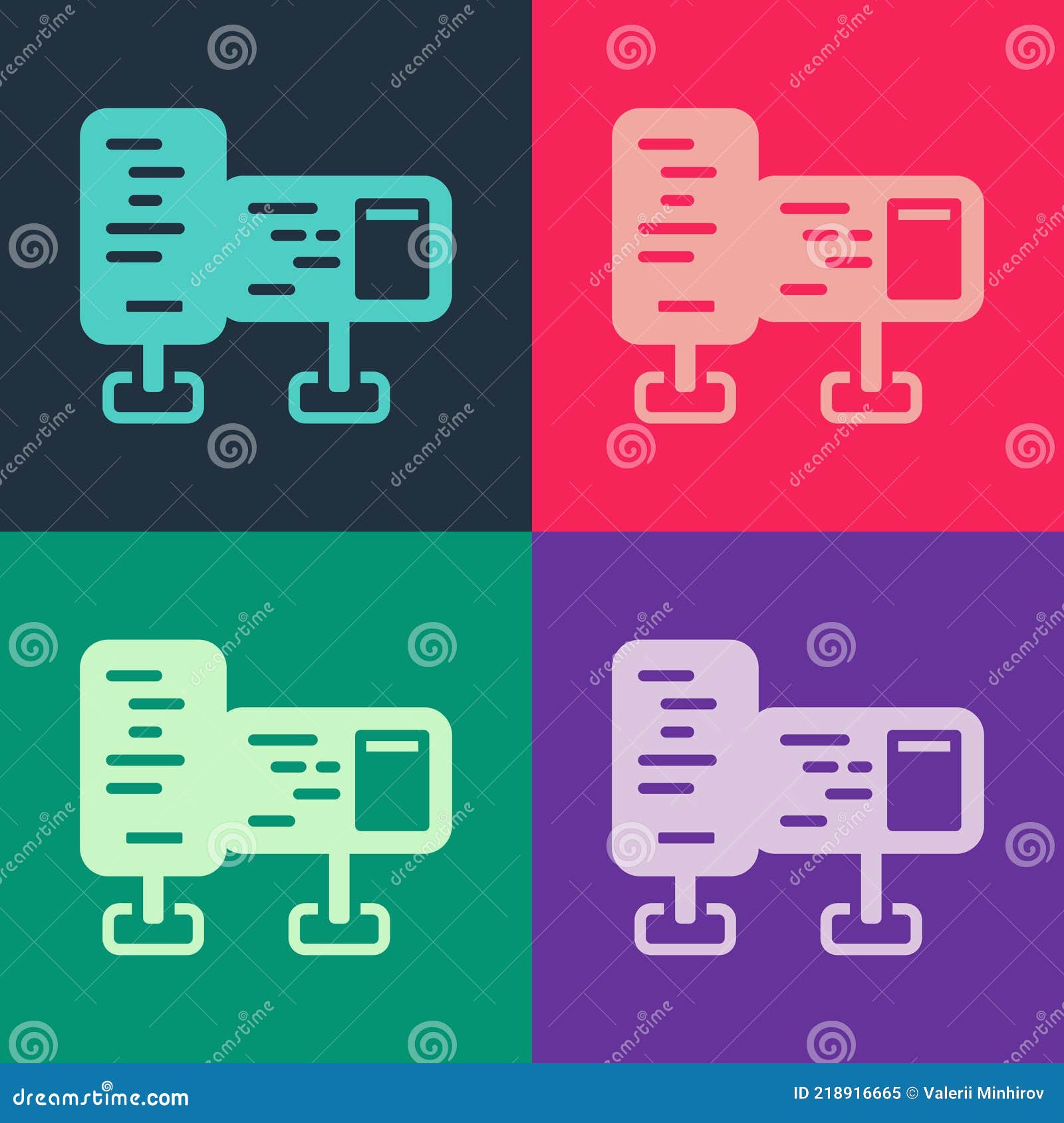 Pop Art Computer Monitor Screen Icon Isolated on Color Background ...