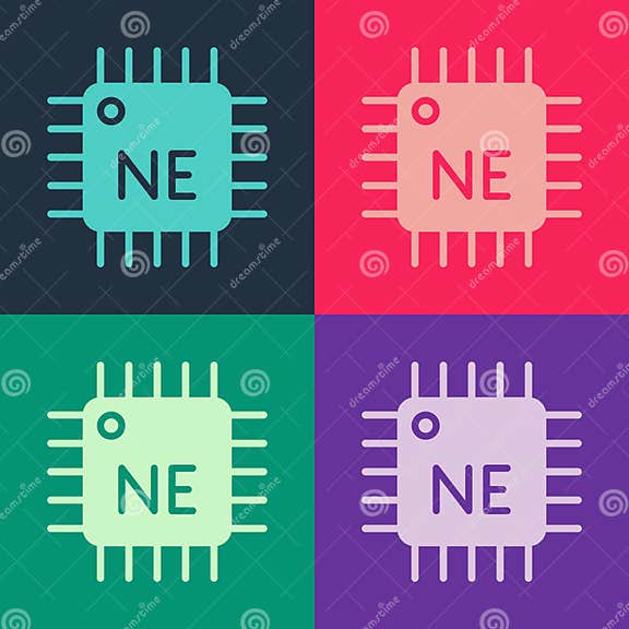 Pop Art Computer Processor with Microcircuits CPU Icon Isolated on Color Background. Chip or Cpu ...