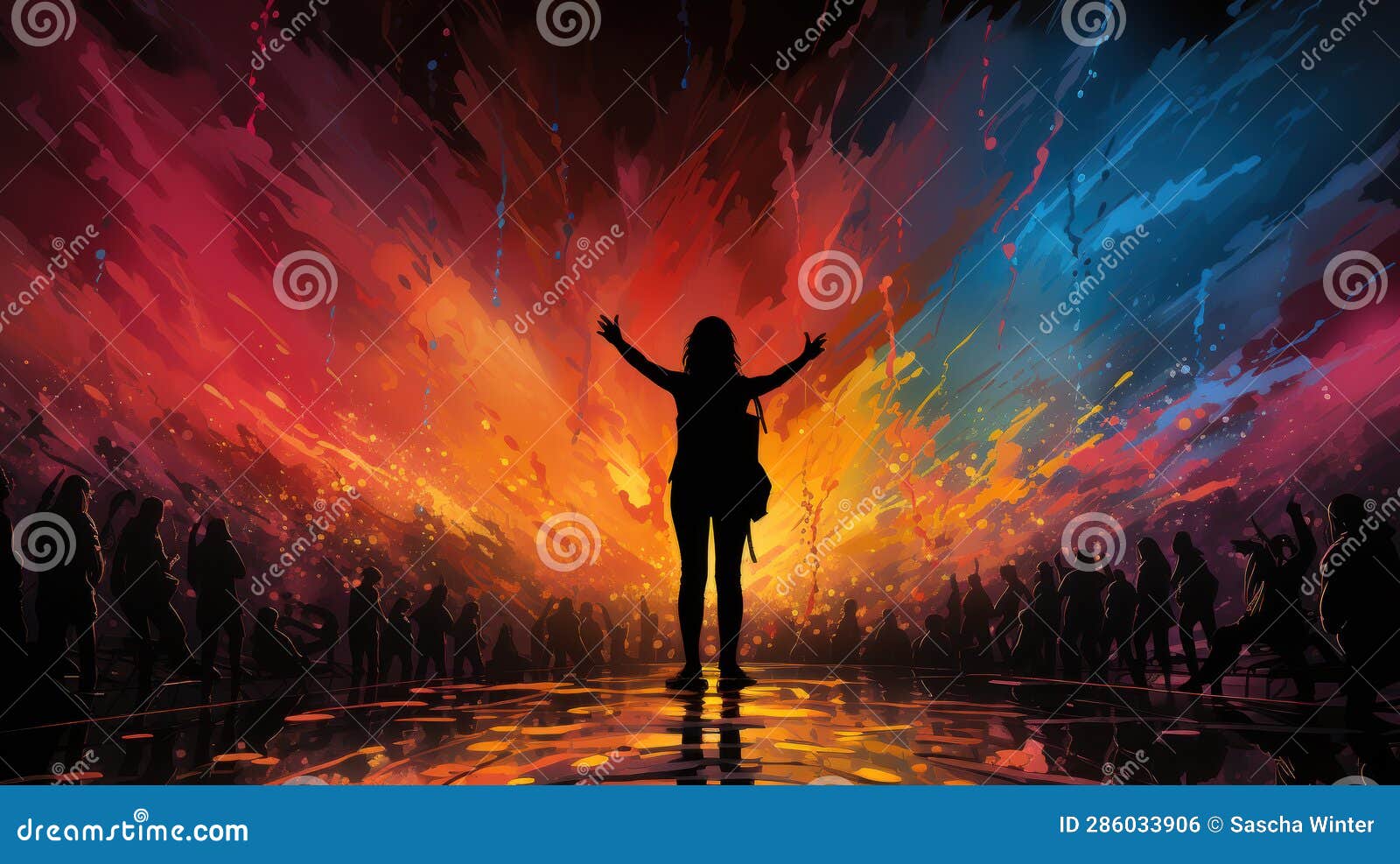 Pop Art Concert Poser: Vibrant Expression from Ultra Low Angle Stock ...