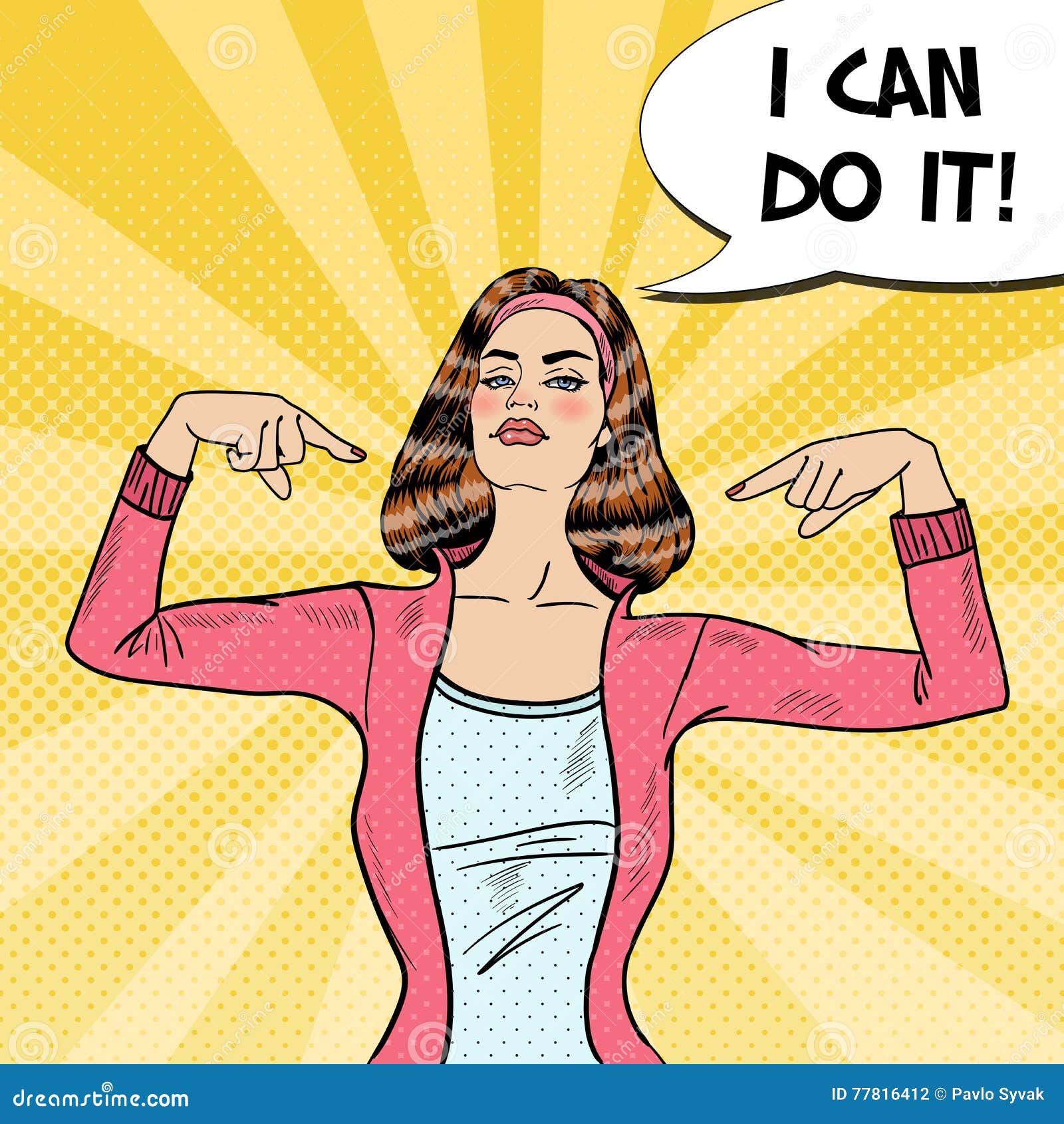 Young Independent Lady In Skirt With Raised Hand, Girl Power, Gender ...