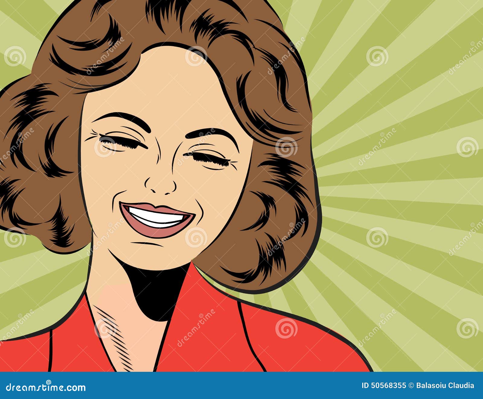 Pop Art Cute Retro Woman in Comics Style Laughing Stock Vector ...
