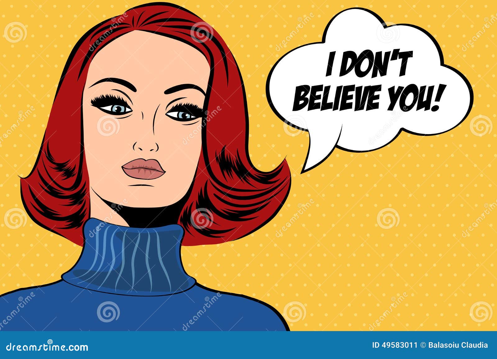 Pop Art Cute Retro Woman in Comics Style with Message Stock Vector ...