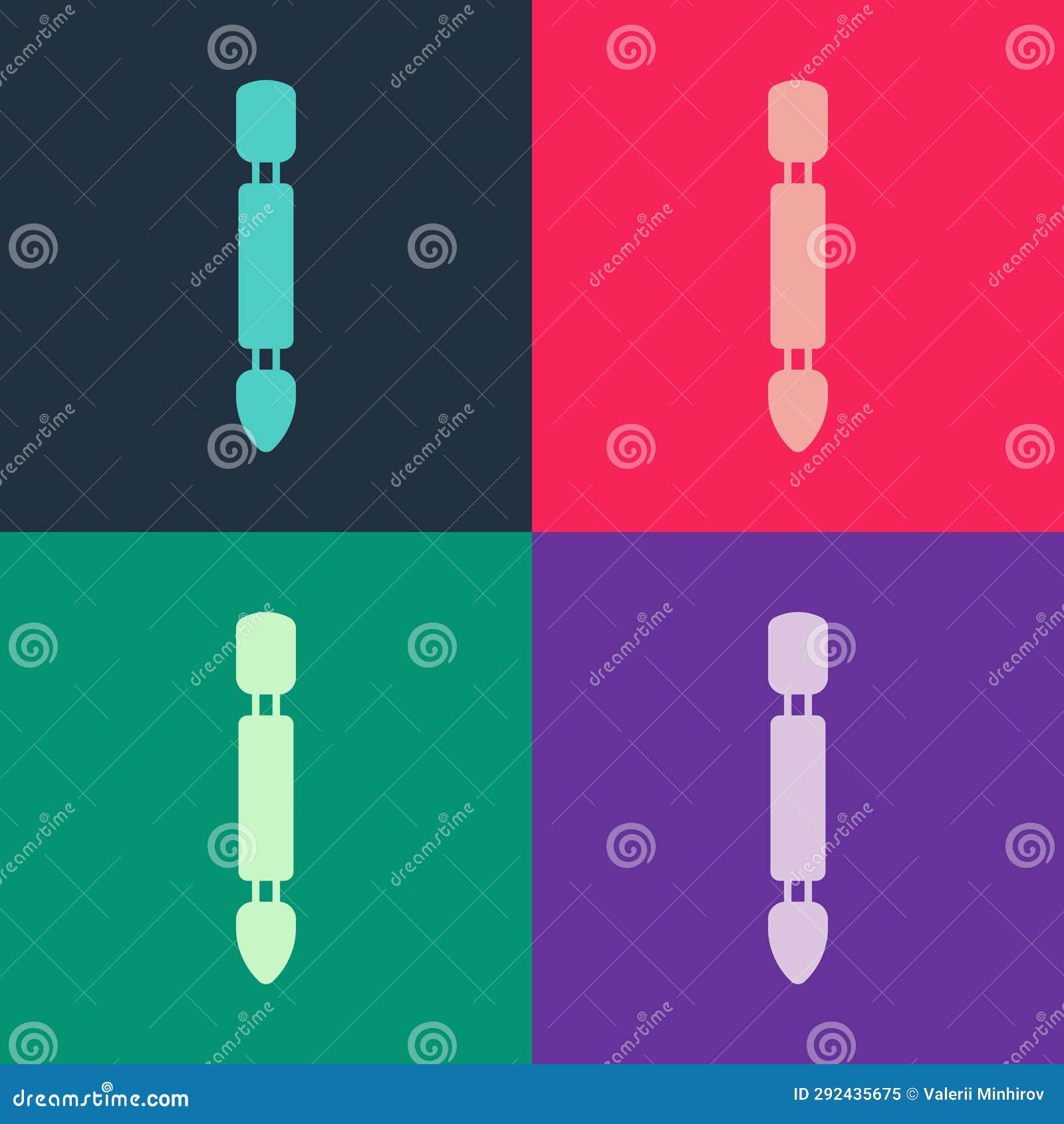Pop Art Cuticle Pusher Icon Isolated on Color Background. Tool for ...