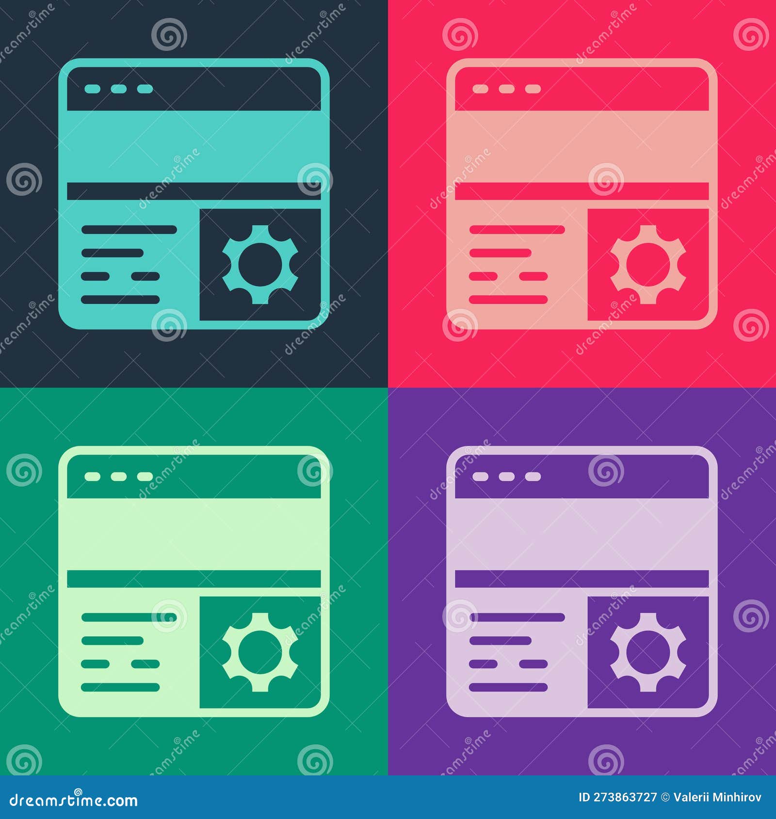 Pop Art Debugging Icon Isolated on Color Background. Debugging Tool. Magnifying Glass on Bug ...