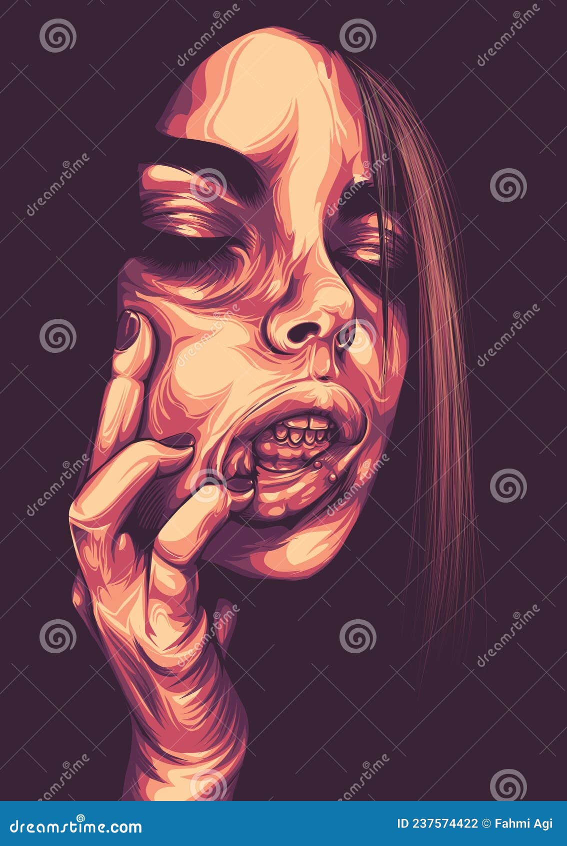Pop art depression girl stock illustration. Illustration of face ...