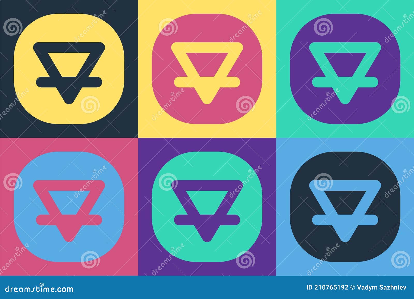 Pop Art Earth Element of the Symbol Alchemy Icon Isolated on Color ...