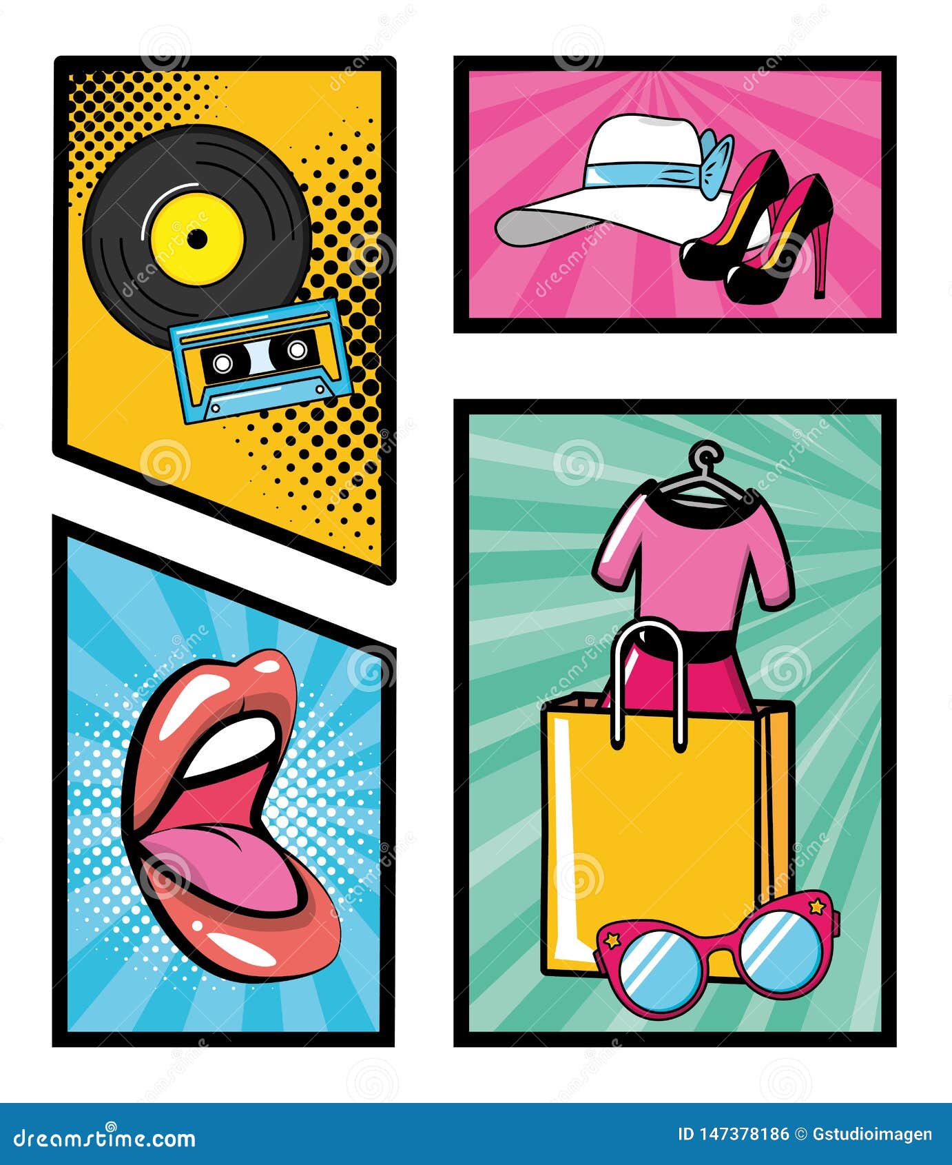 Pop art elements stock illustration. Illustration of comic - 147378186