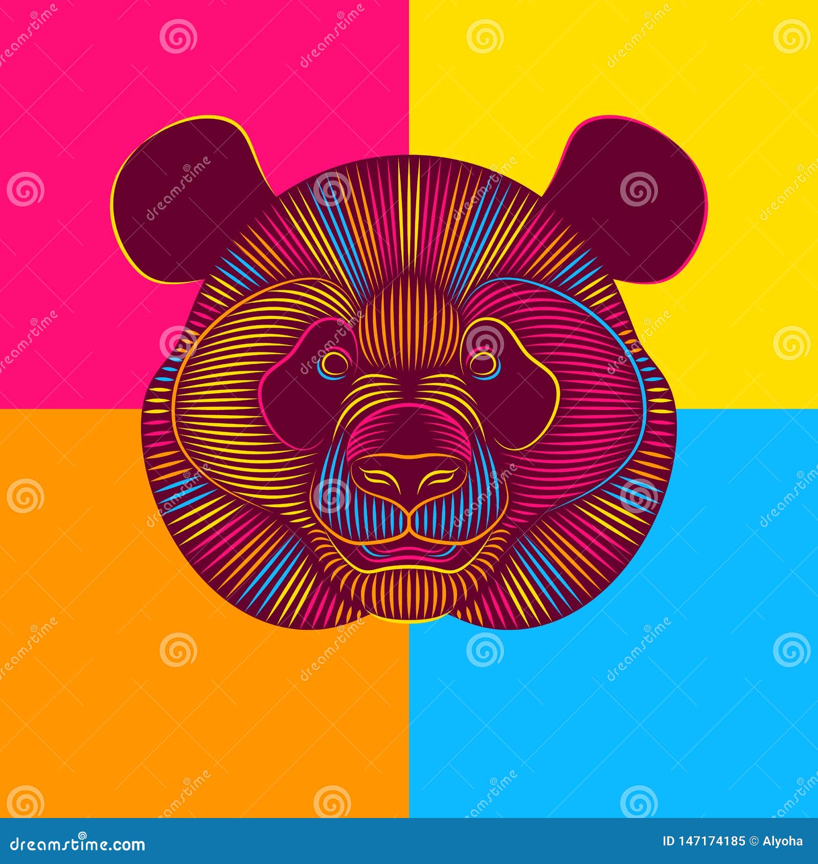 Stylized Giant Panda Full Body Drawing. Simple Panda Bear Icon Or Logo ...