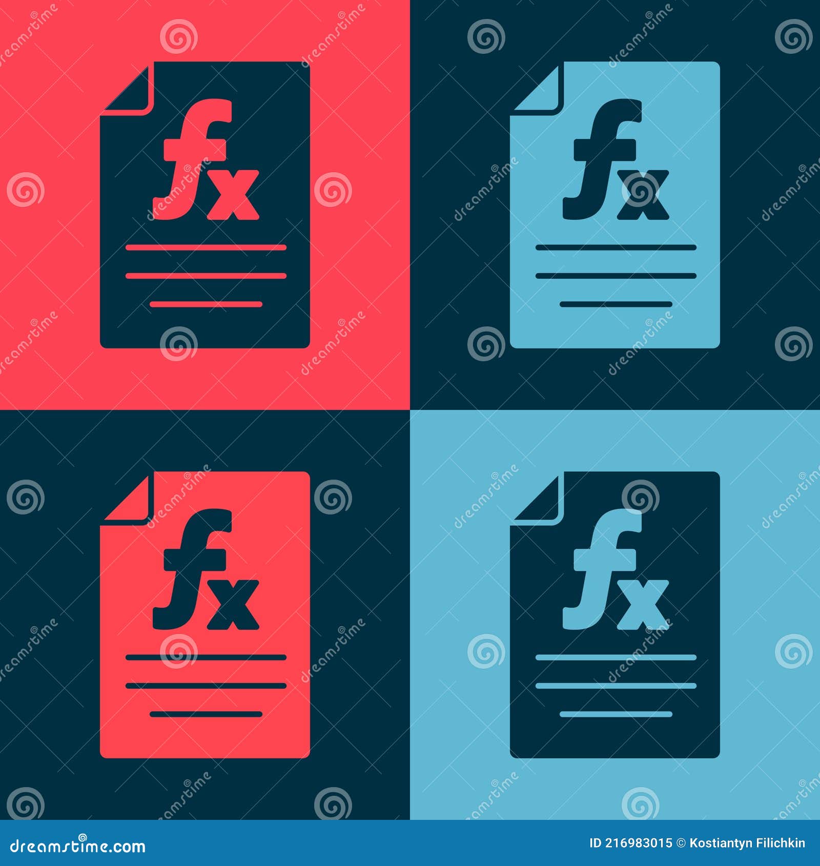 Pop Art Function Mathematical Symbol Icon Isolated on Color Background ...