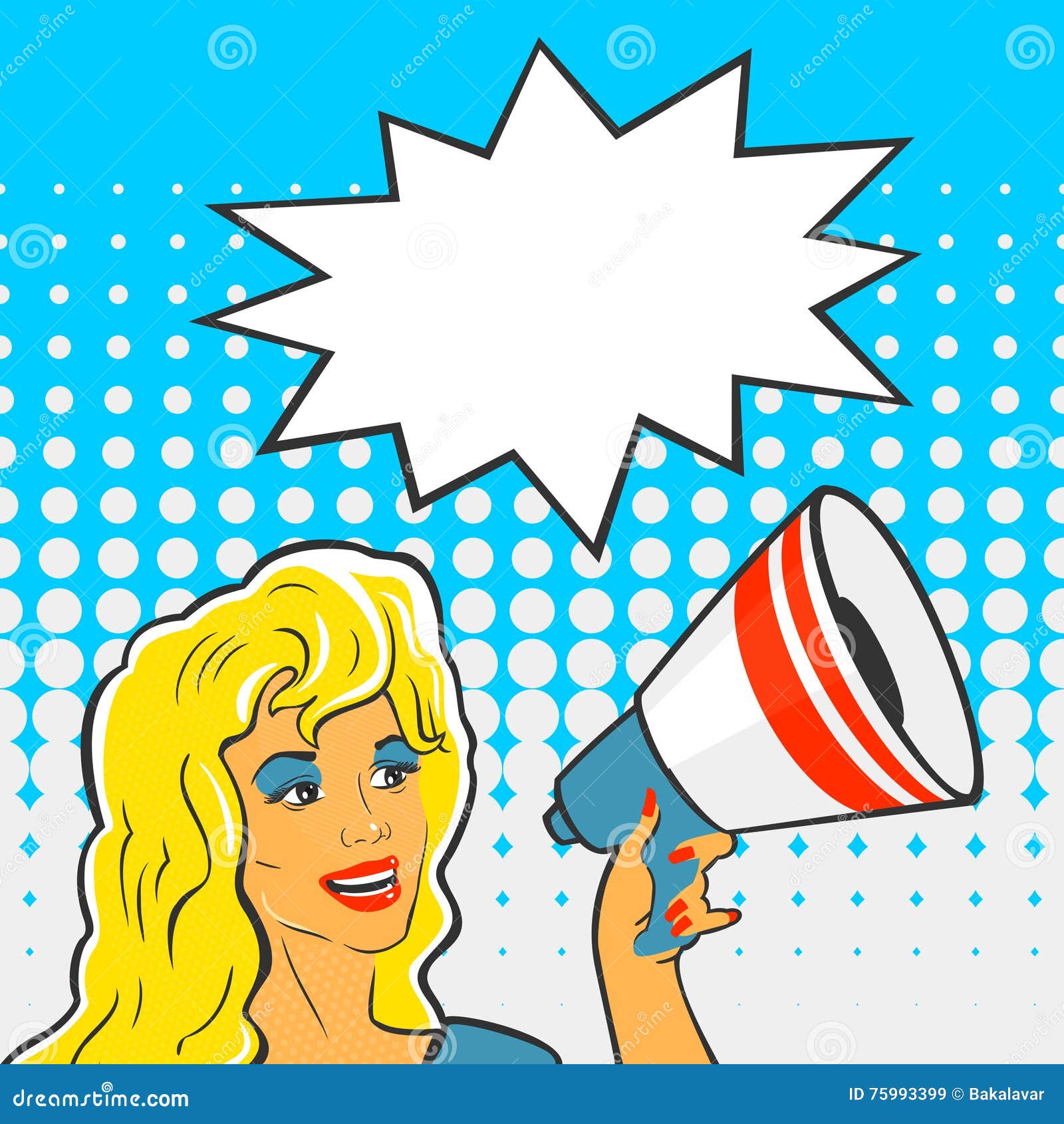Pop Art Girl with a Megaphone Stock Vector - Illustration of design ...