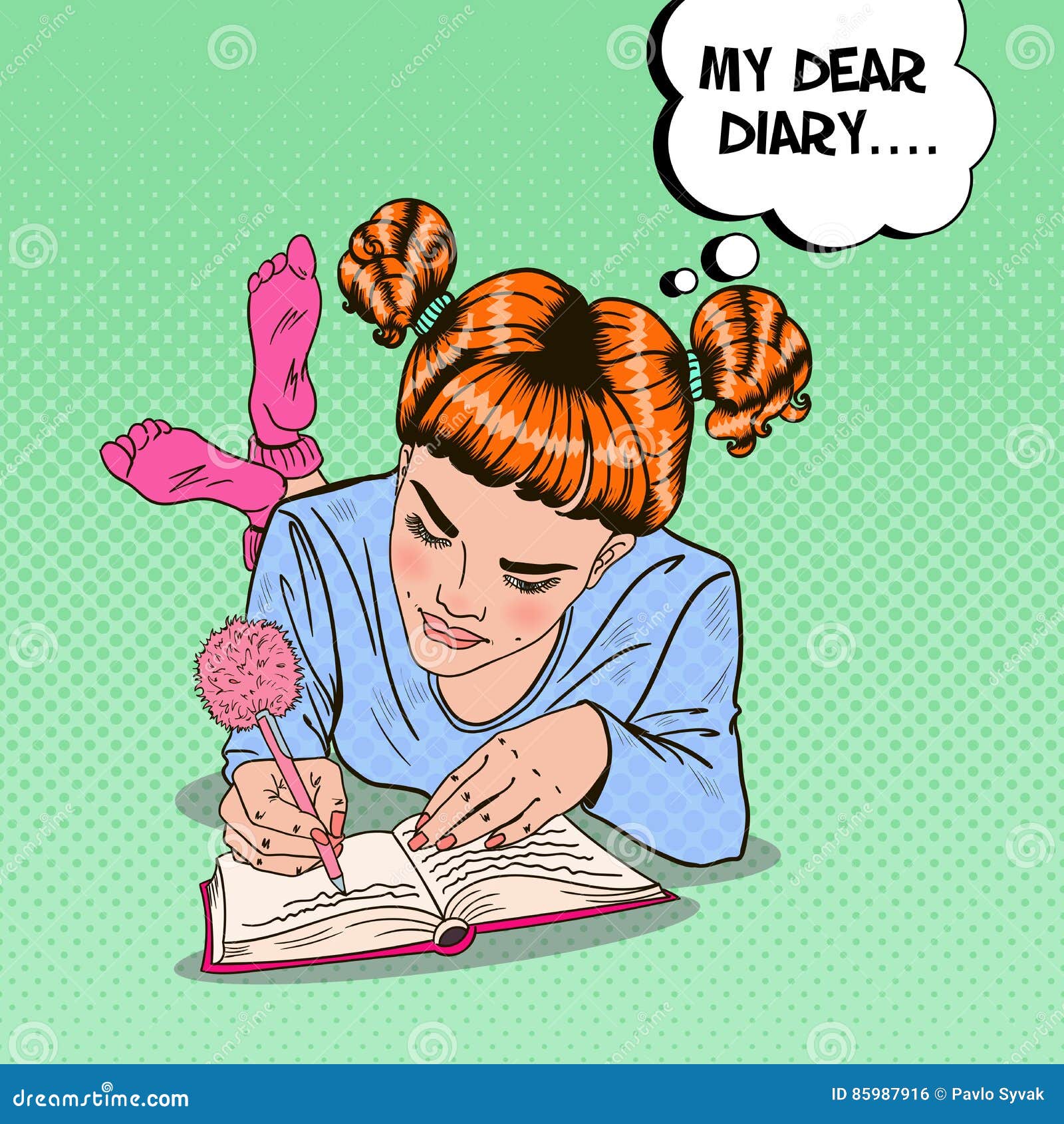 Writing Diary Vector Illustration. Events Reflection In Tiny Person ...
