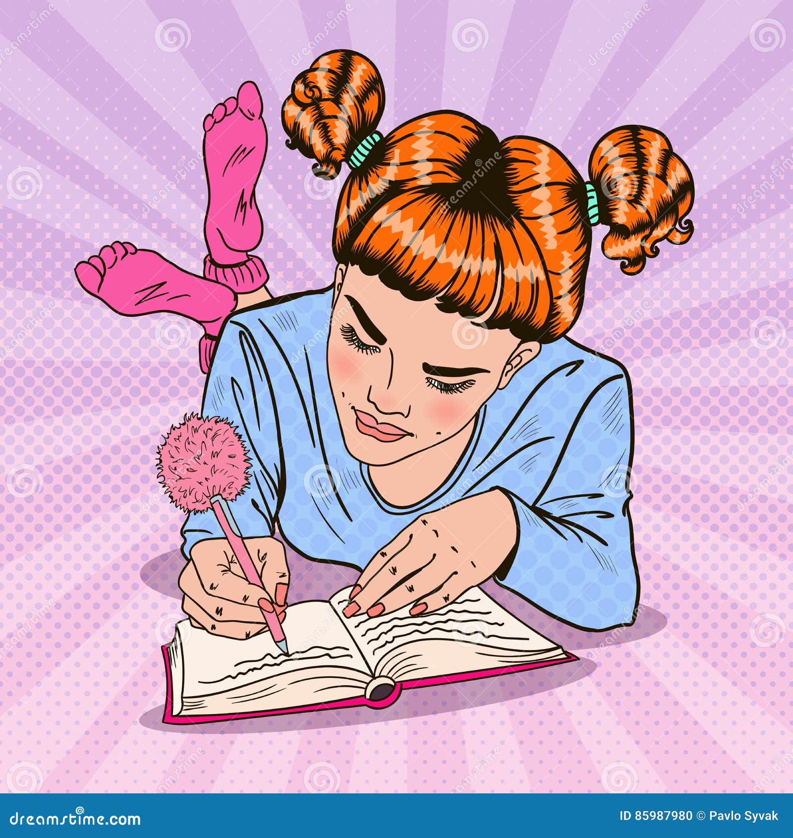 Writing Diary Vector Illustration. Events Reflection In Tiny Person ...