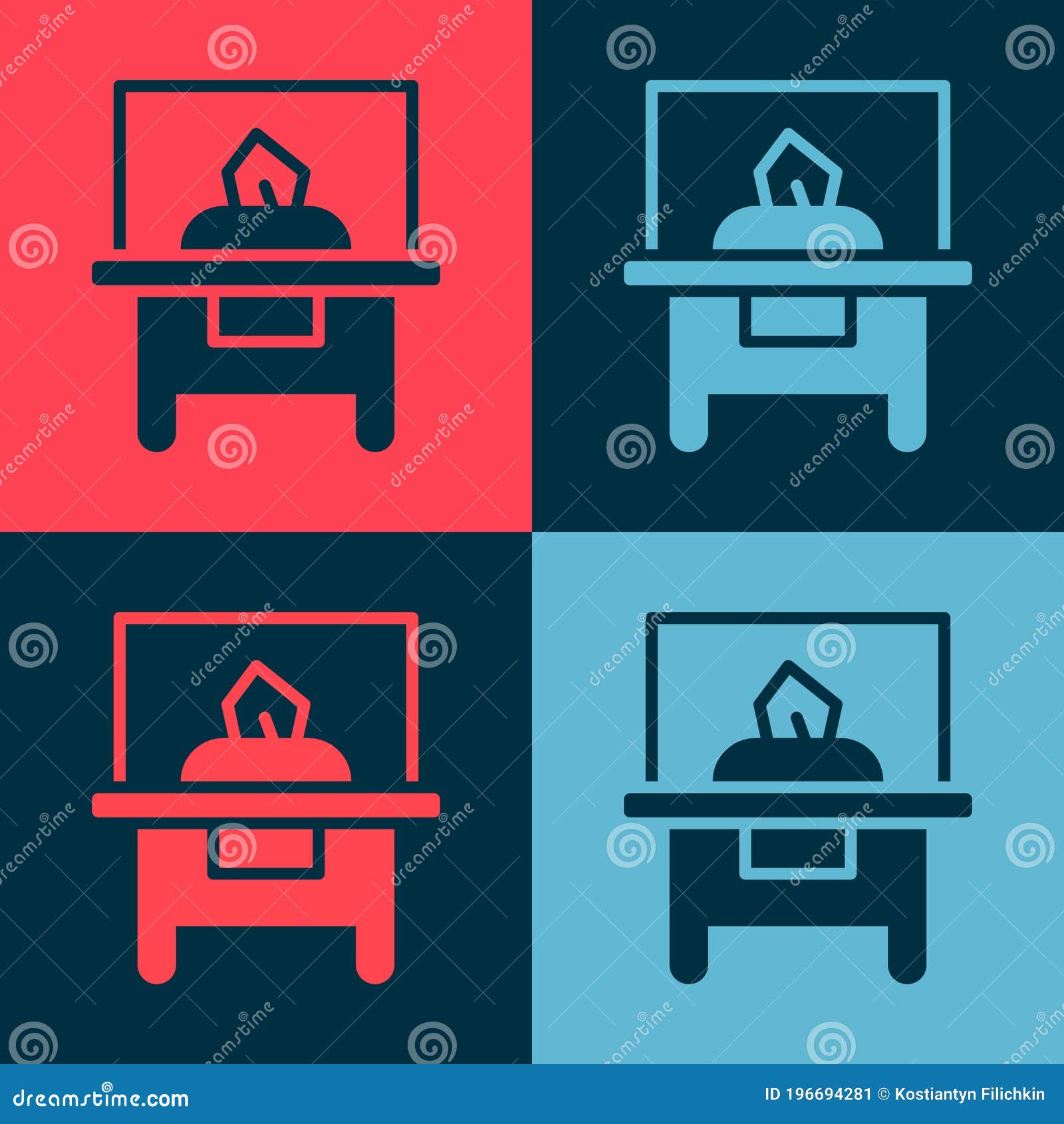 Pop Art Glass Showcase for Exhibit Icon Isolated on Color Background ...