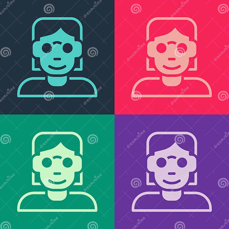 Pop Art Hacker Or Coder Icon Isolated On Color Background Programmer