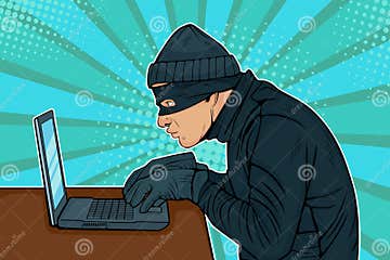 Pop Art Hacker Thief Hacking into a Computer Stock Vector ...
