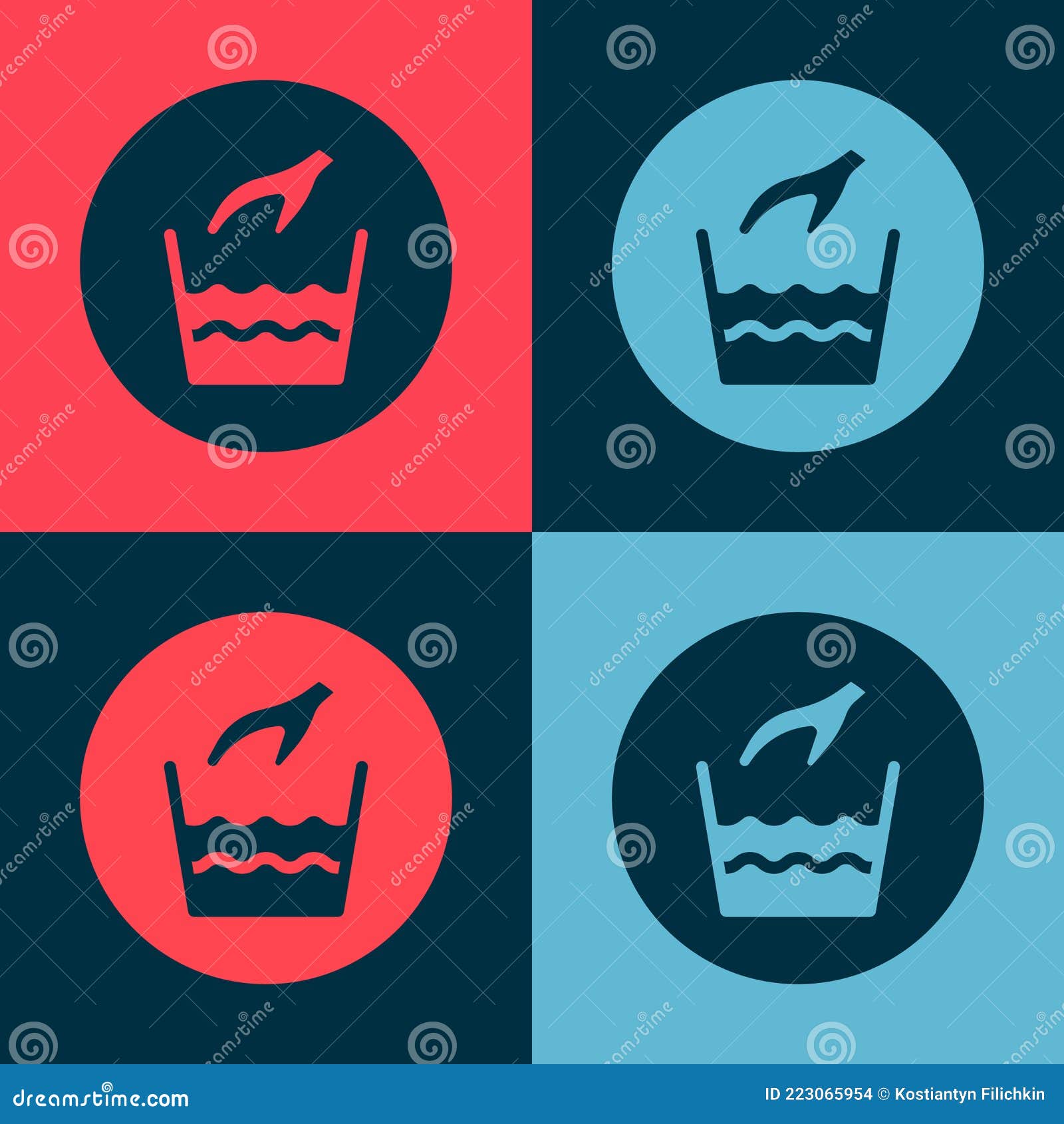 Pop Art Hand Wash Laundry Icon Isolated on Color Background. Vector ...