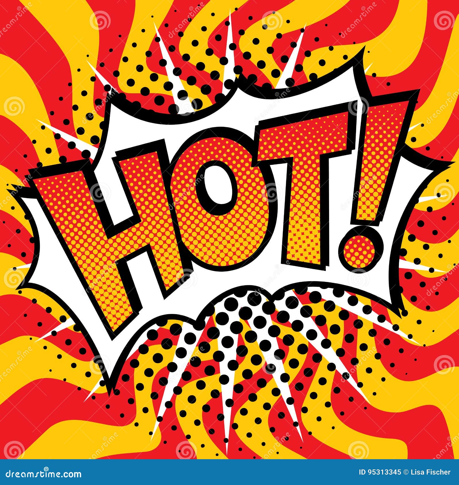 Pop-Art HEISS! Text-Design vektor abbildung. Illustration von element ...