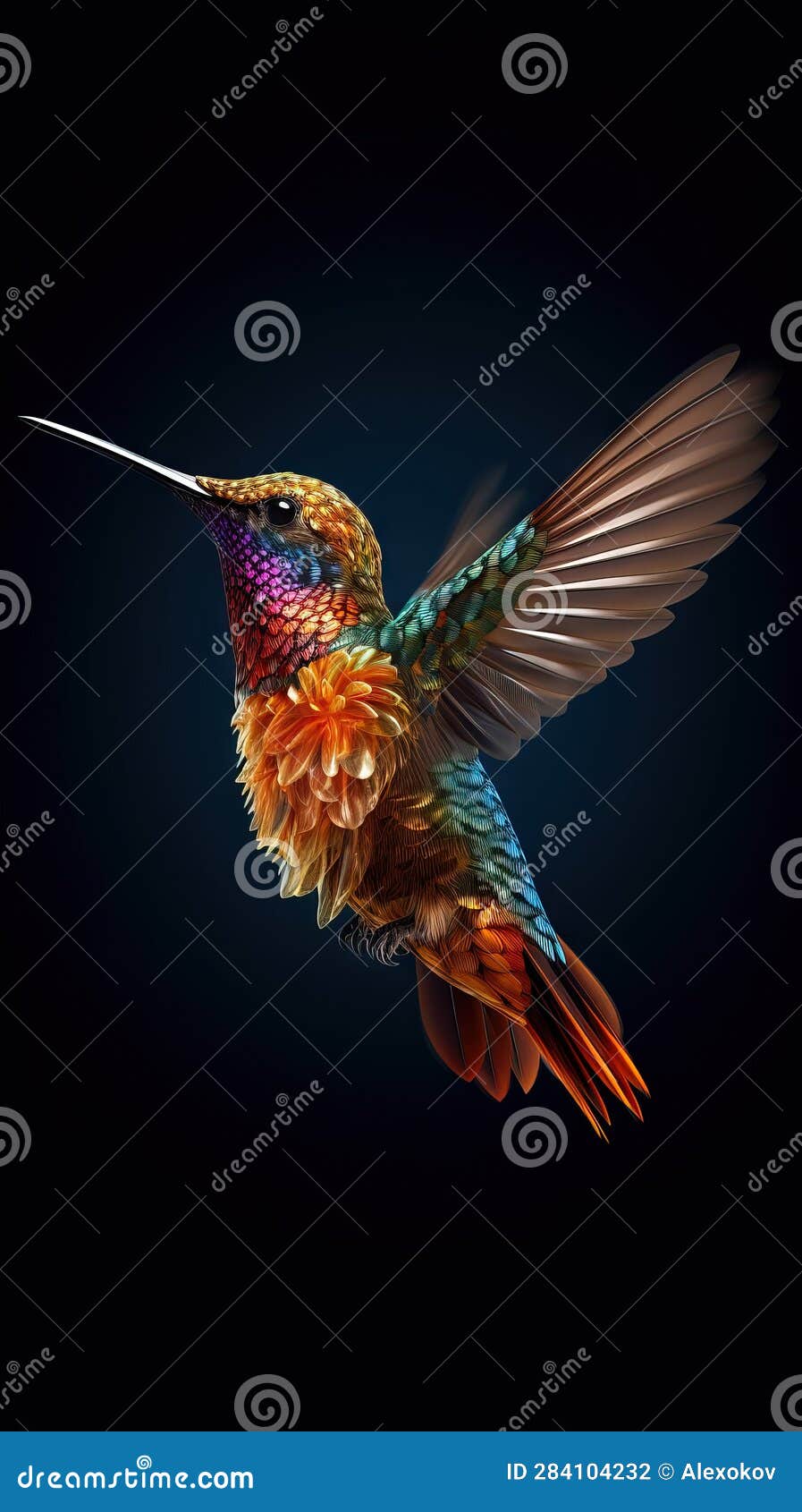 Pop Art Hummingbird on Dark Background. Stock Illustration ...