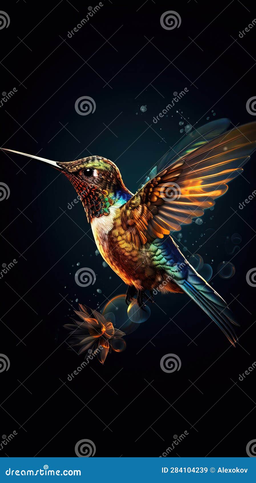 Pop Art Hummingbird on Dark Background. Stock Illustration ...