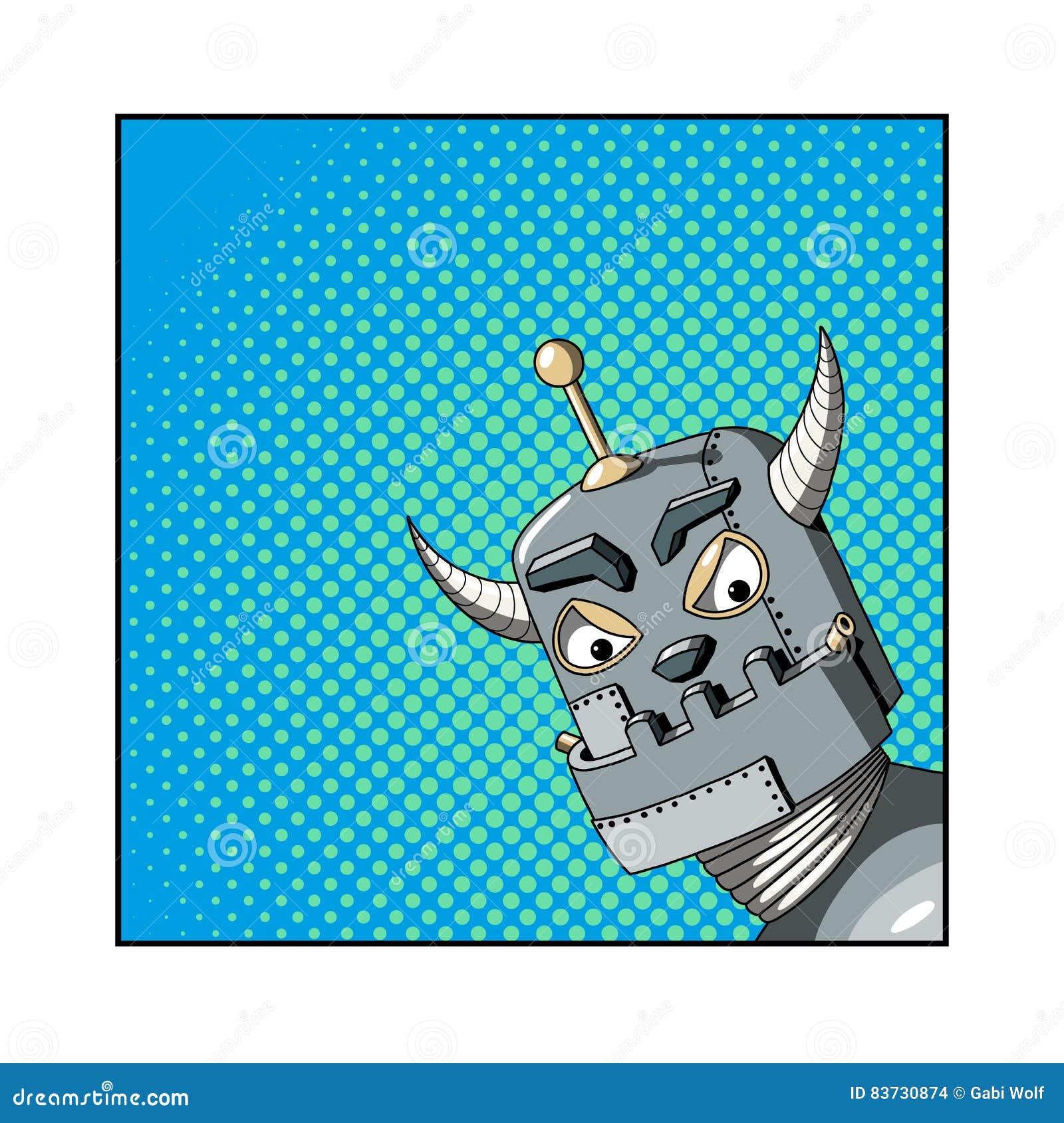 Pop Art Illustration of an Evil Robot Stock Vector - Illustration of ...