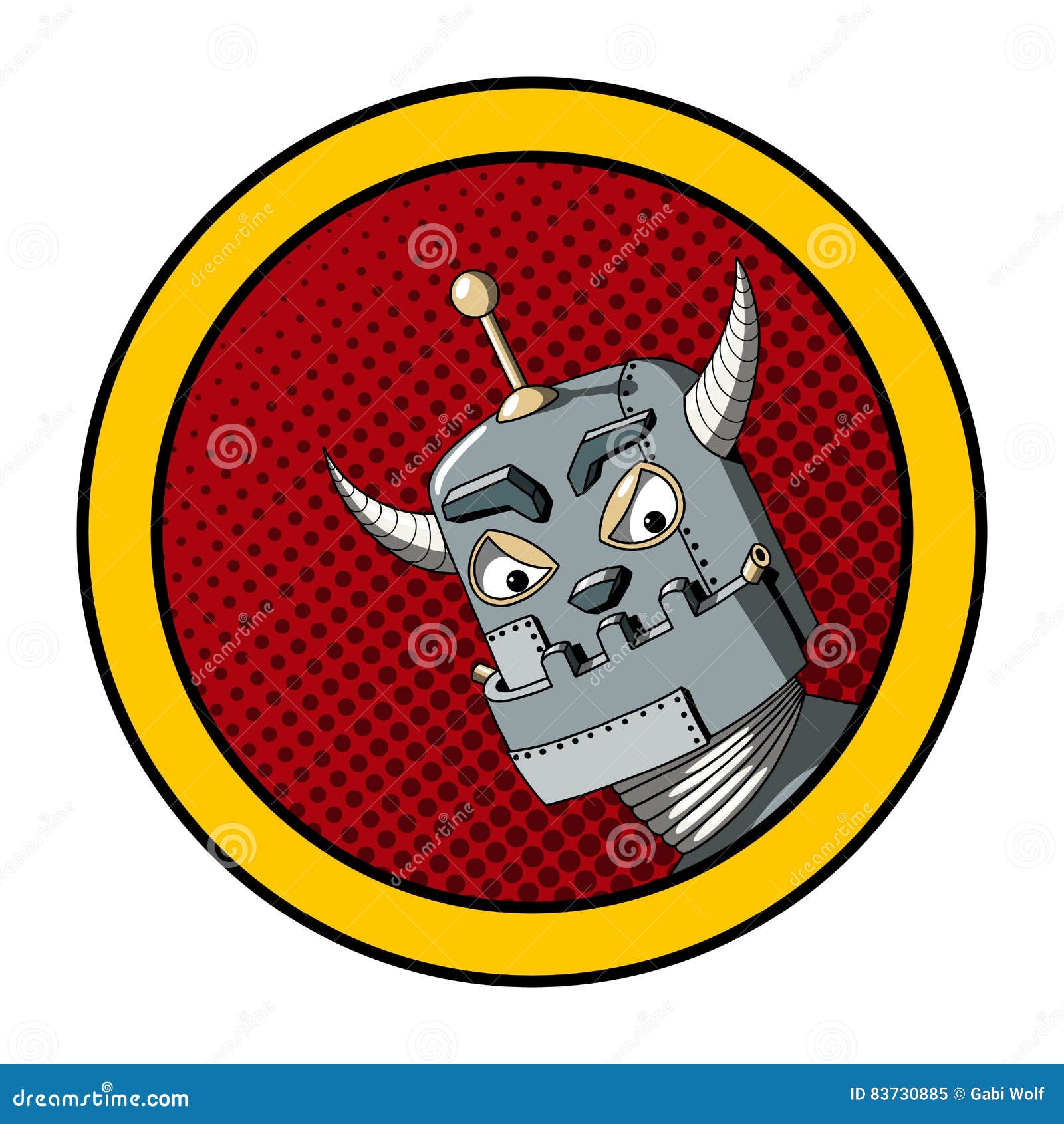 Pop Art Illustration of an Evil Robot Stock Vector - Illustration of ...