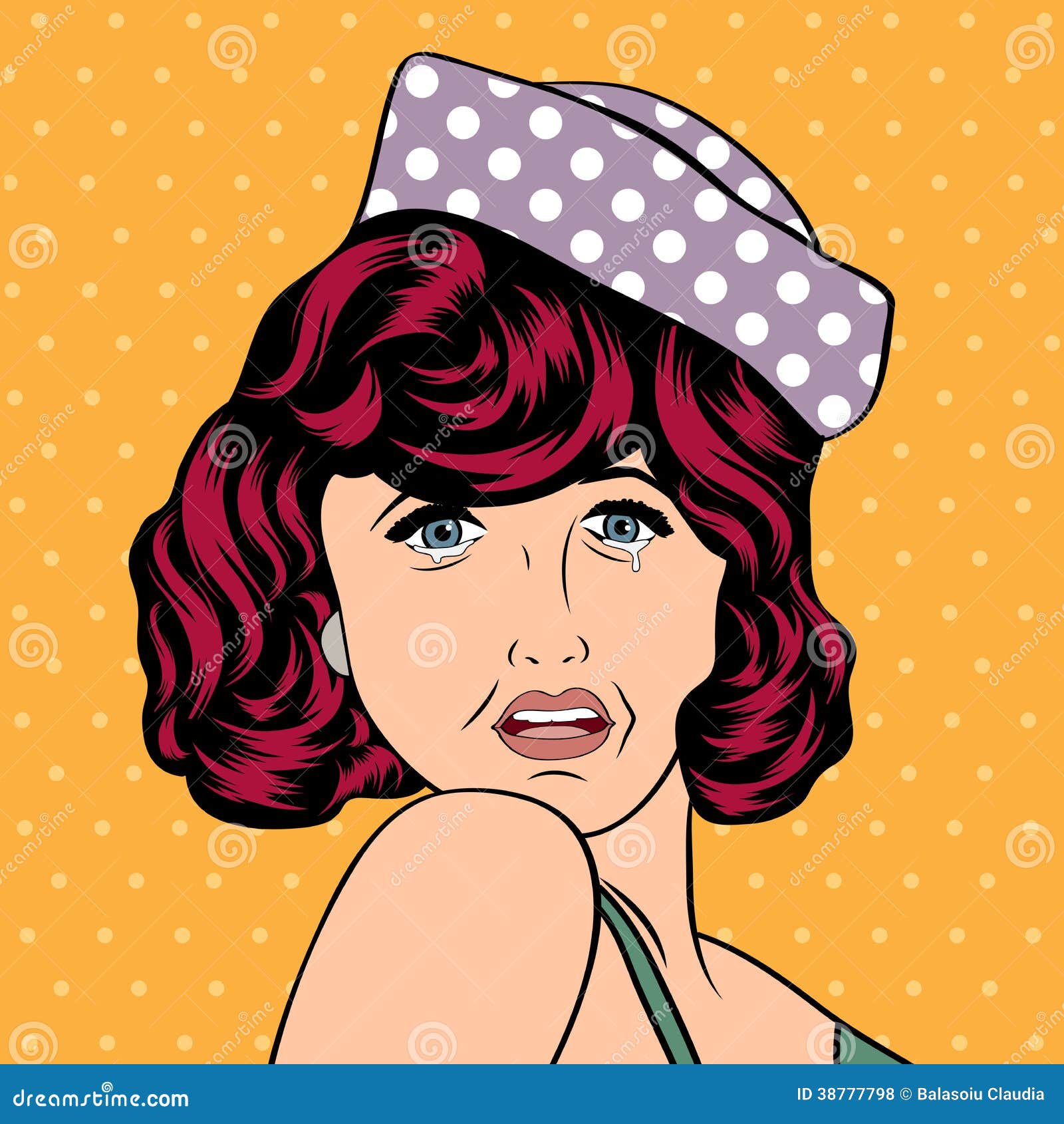 Pop Art Illustration of a Sad Woman Stock Illustration - Illustration ...