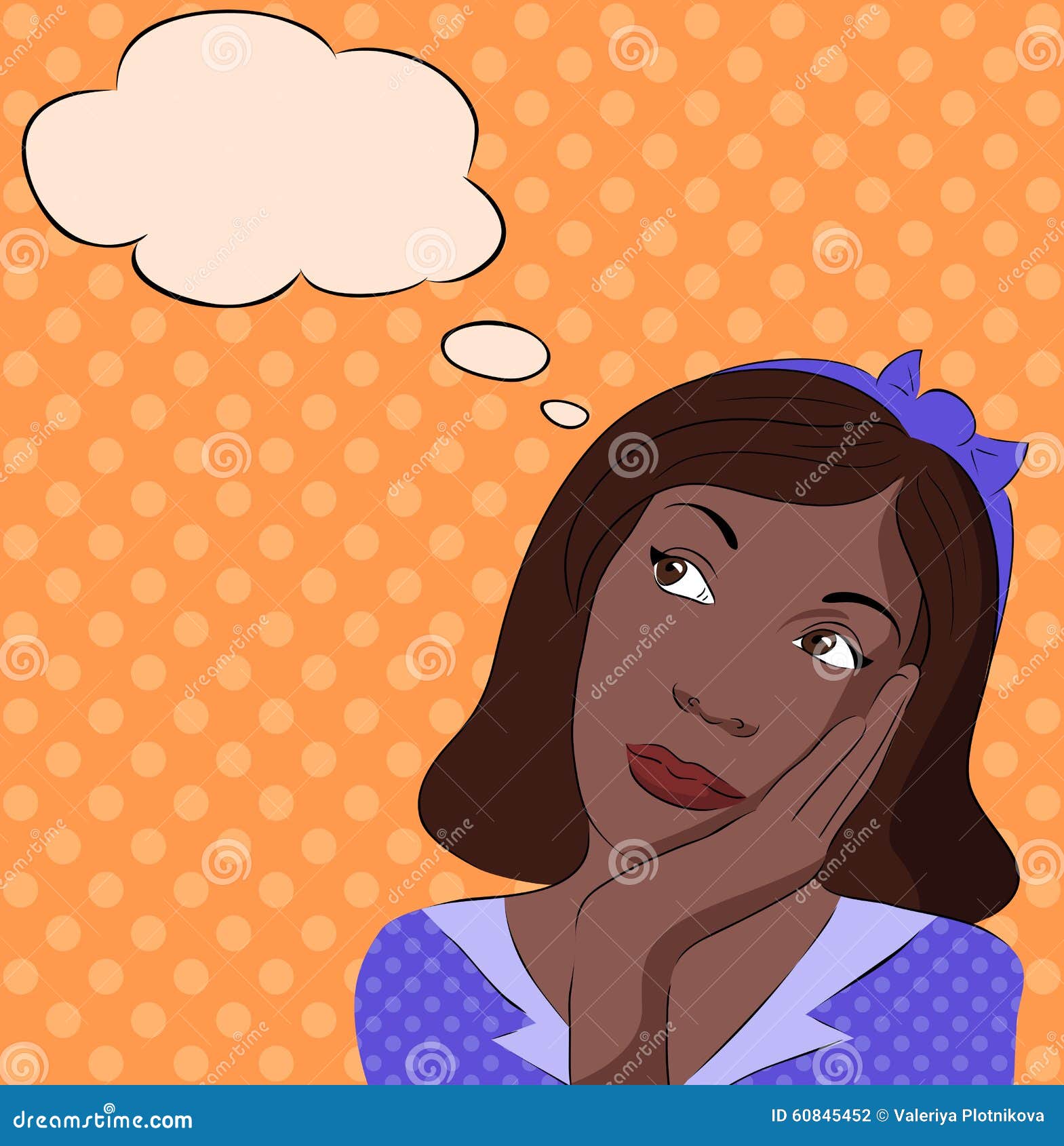Pop Art Illustration Thoughtful Girl Stock Vector - Illustration of ...