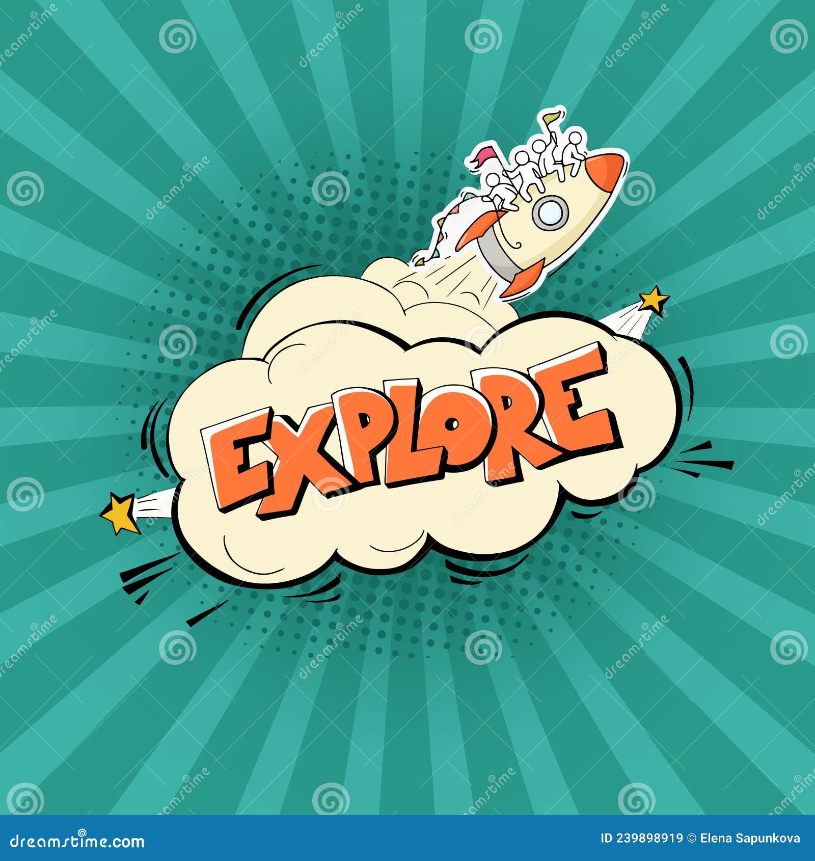 Pop Art Illustration with Word Explore Stock Vector - Illustration of ...