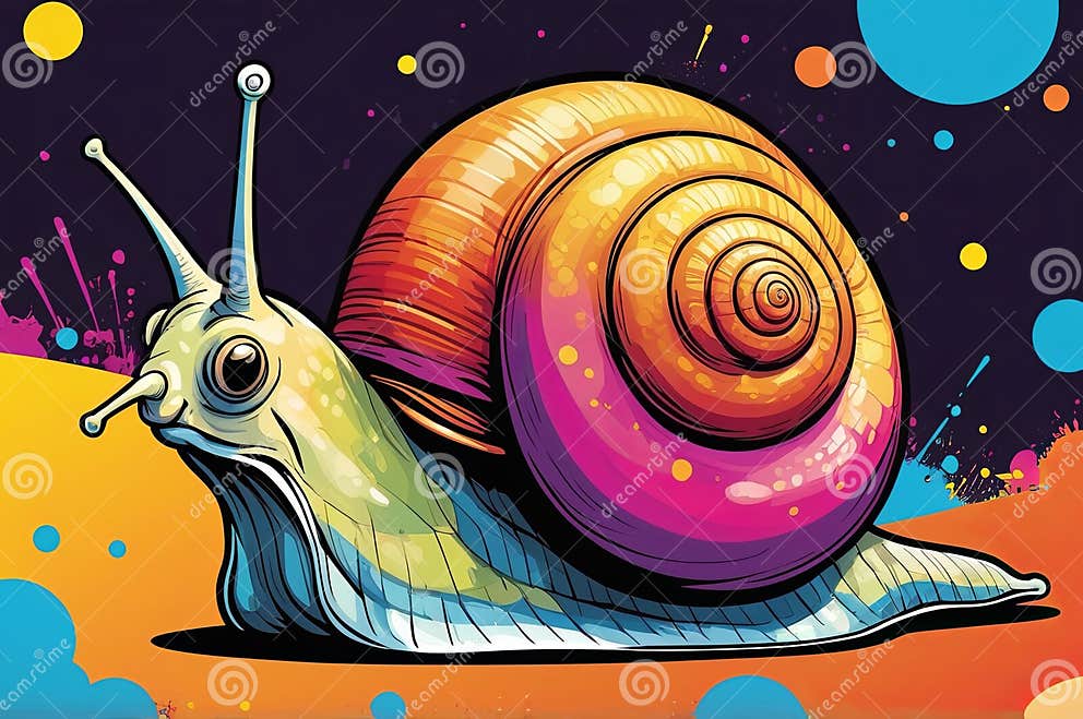 Pop Art, an Image of a Snail Stock Illustration - Illustration of ...